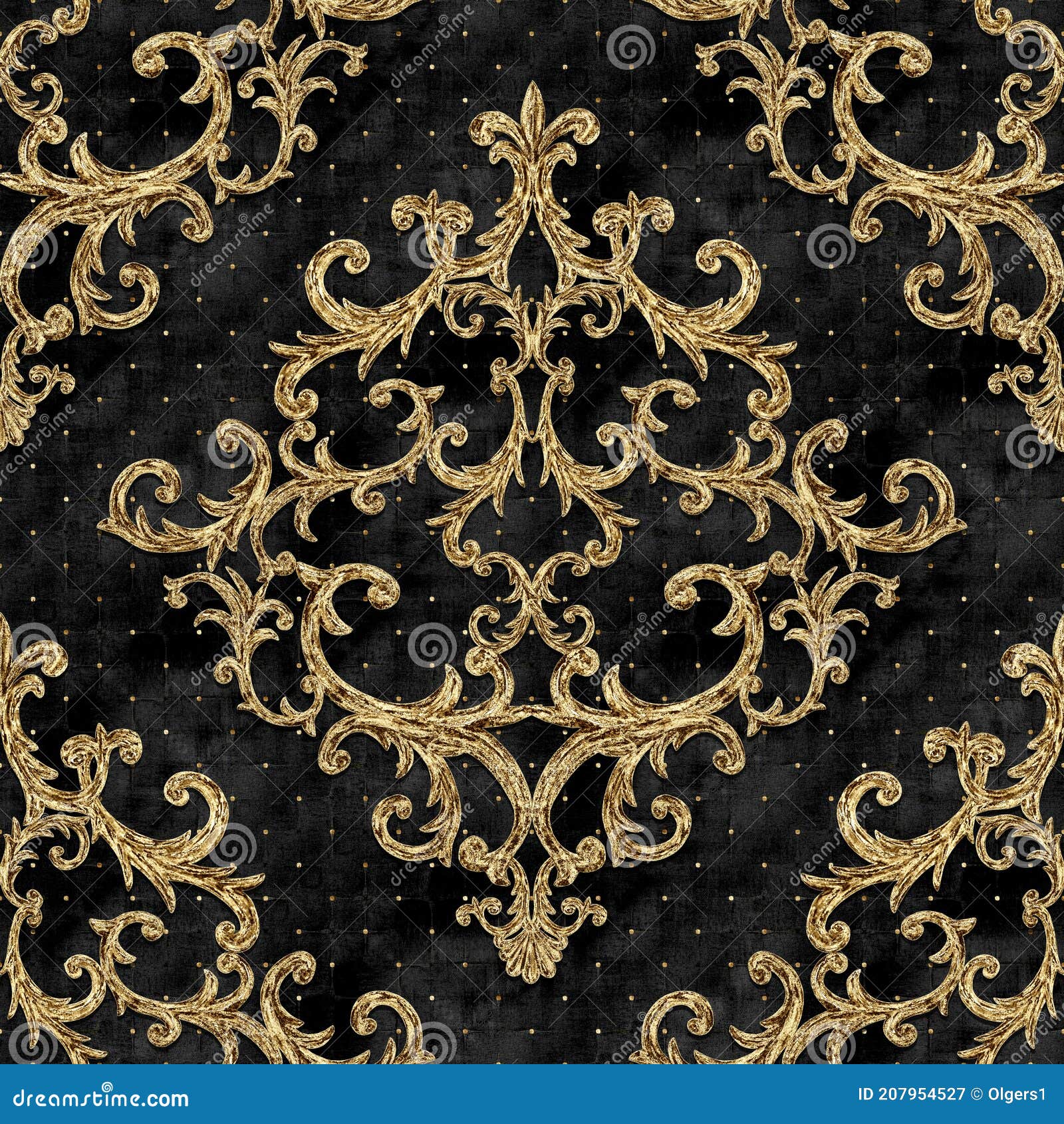 Baroque Golden Elements Seamless Pattern. Gold Texture Stock Image ...