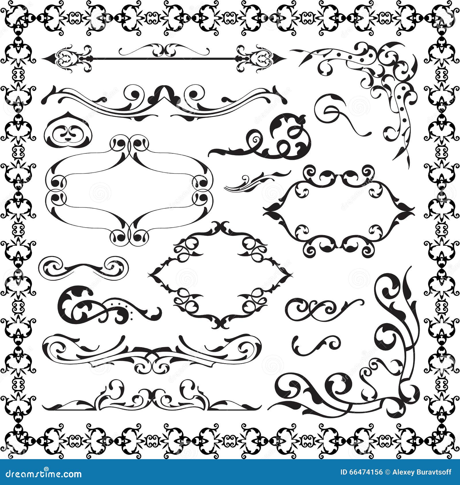 Baroque graphic art set stock vector. Illustration of design - 66474156