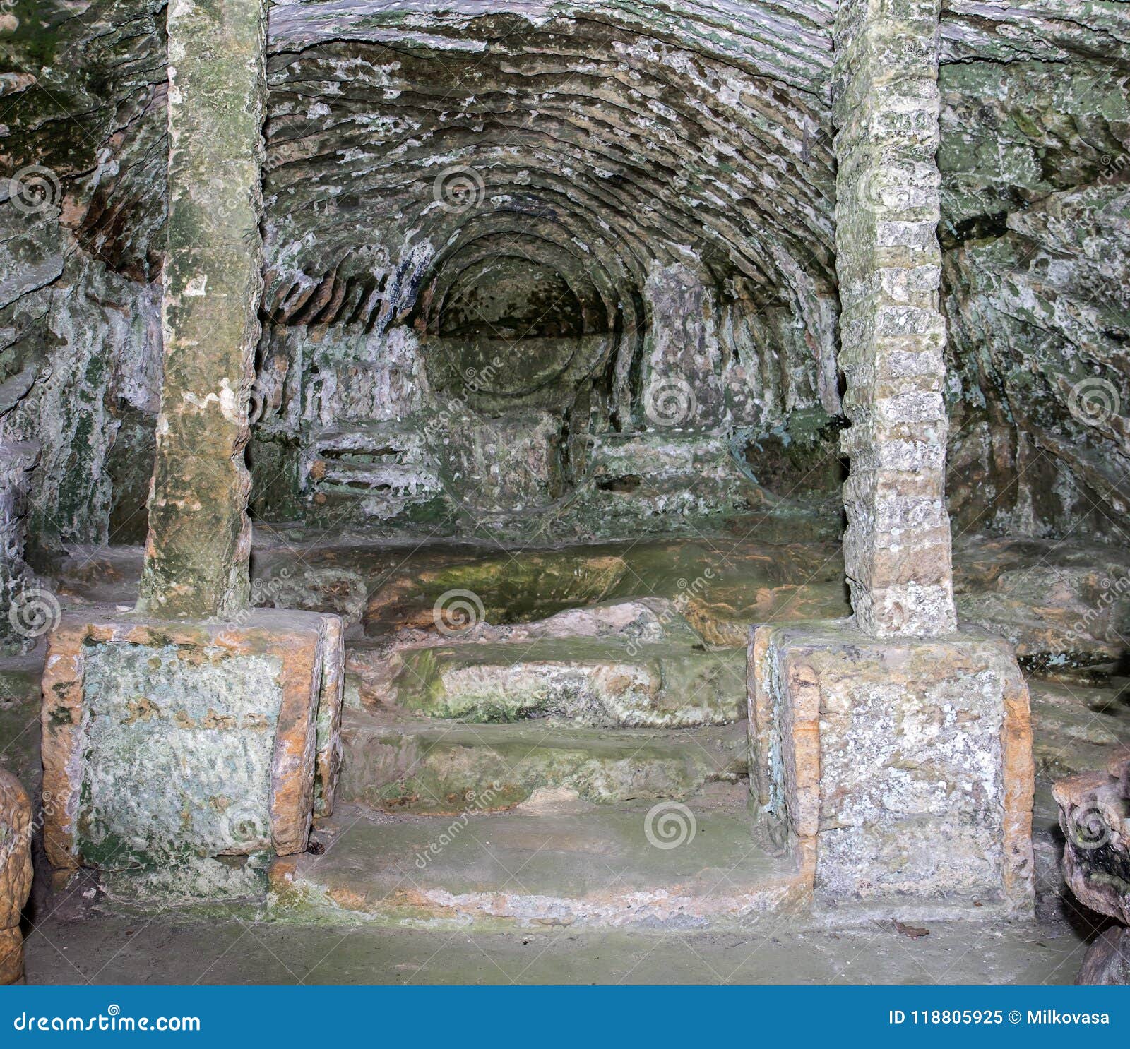Baroque Grotto with Two Pillars Stock Image - Image of cell ...