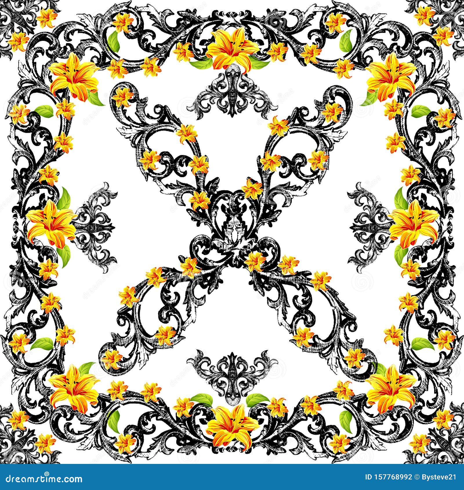 Baroque Hand Draw Antique Style Pattern Stock Illustration ...