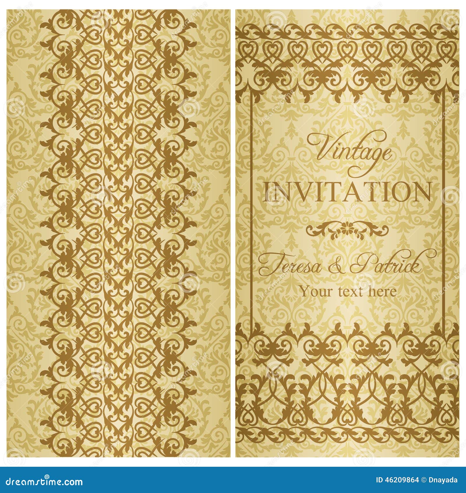 Baroque Invitation, Gold and Beige Stock Vector - Illustration of brown ...