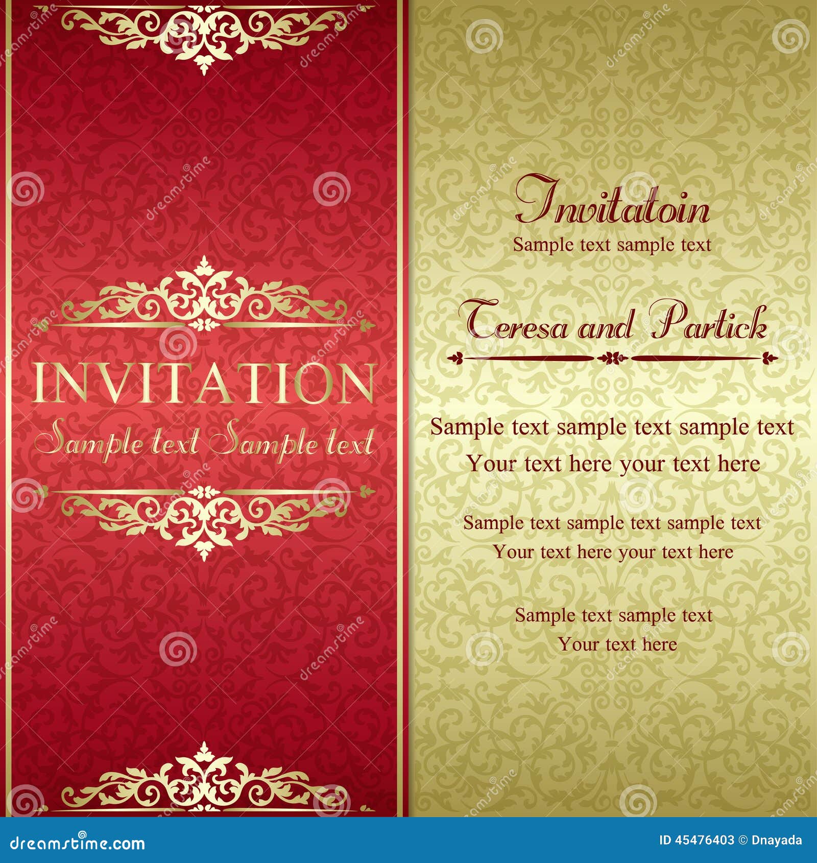 Baroque Invitation, Gold and Red Stock Vector - Illustration of ...