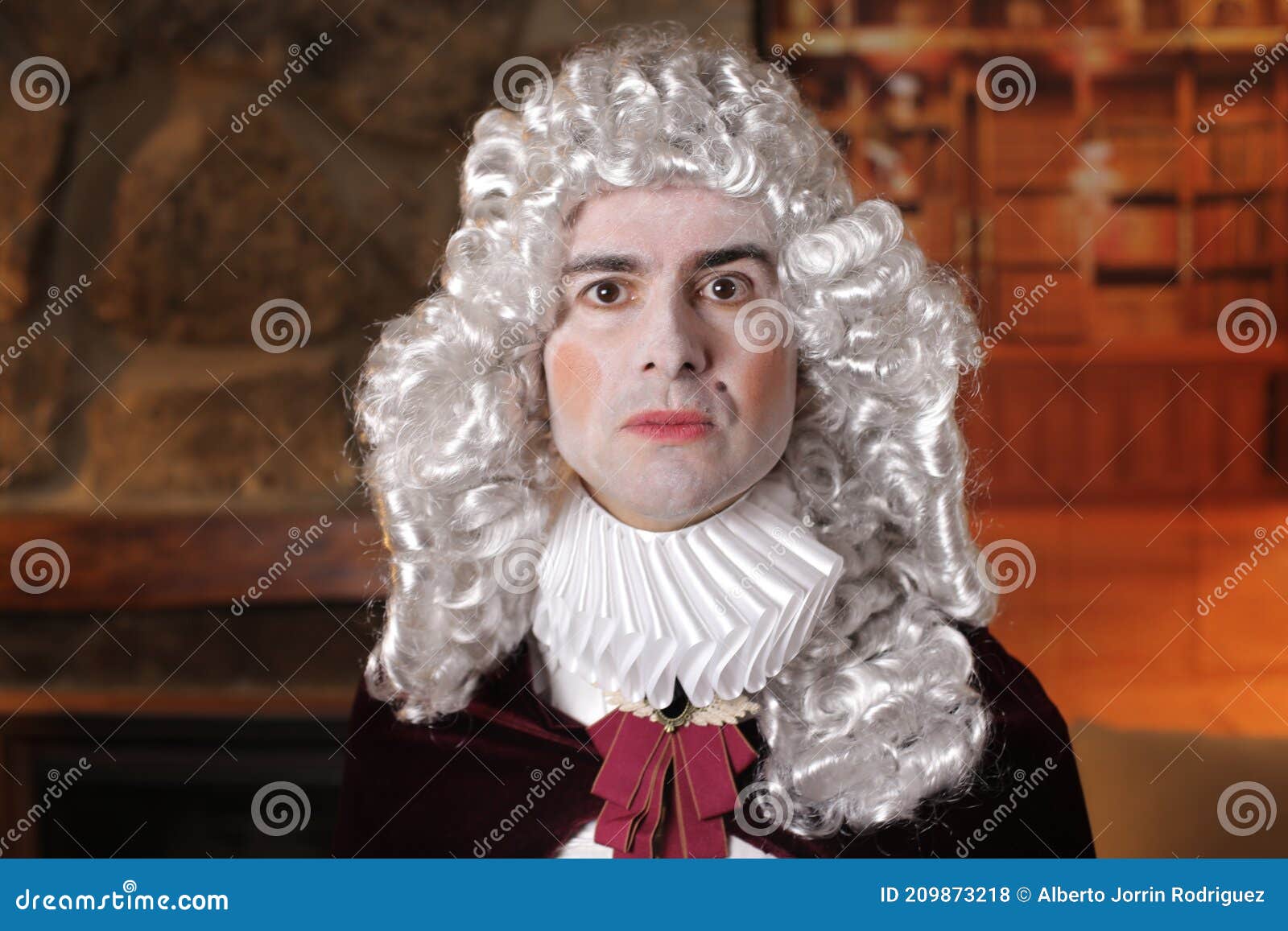 Baroque Man in Traditional Library Stock Photo - Image of history ...