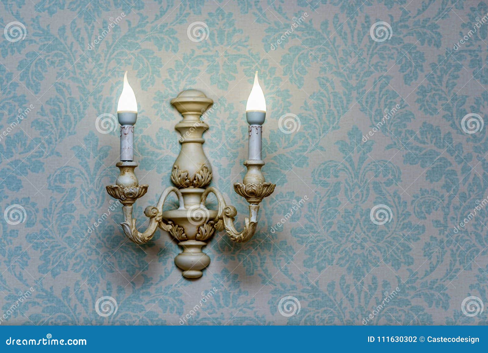 Baroque Ornament Texture and Wall Lamp. Vintage Lighting Sources Stock ...