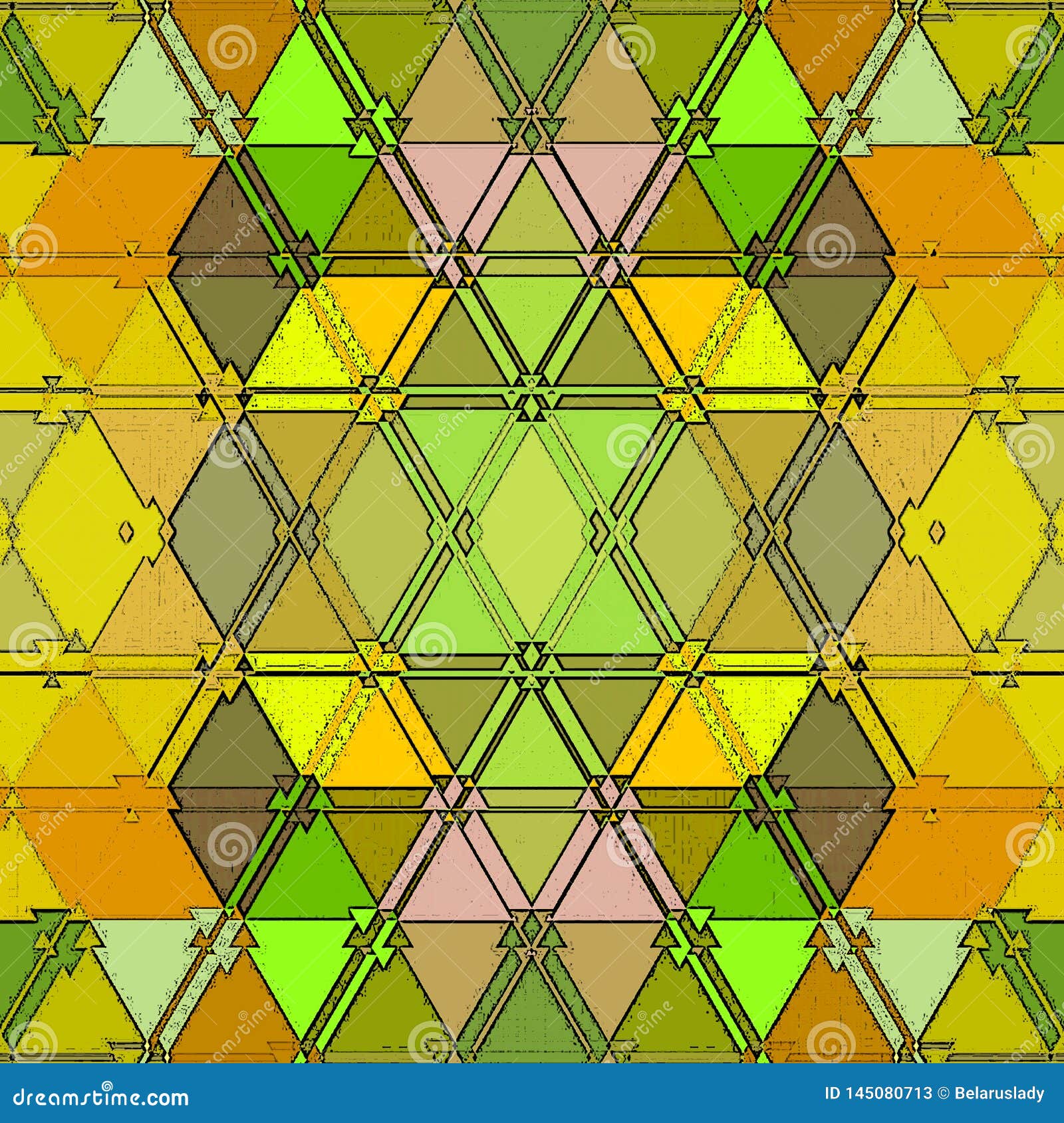 Baroque Pattern of Continuous Triangles Texture in Yellow and Green ...