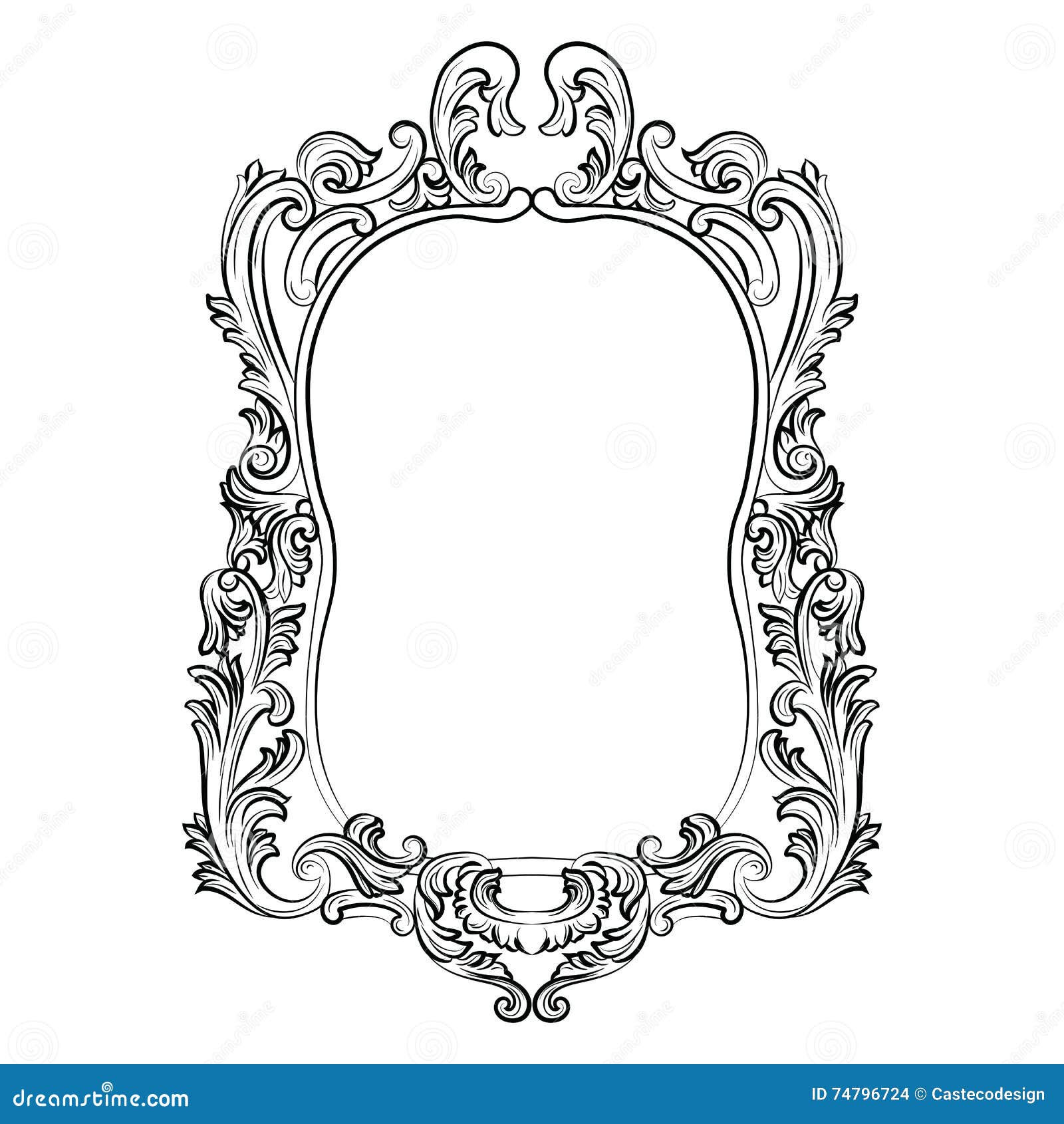 Baroque Rococo Border Frame Acanthus Filigree Vintage Floral Wedding ...