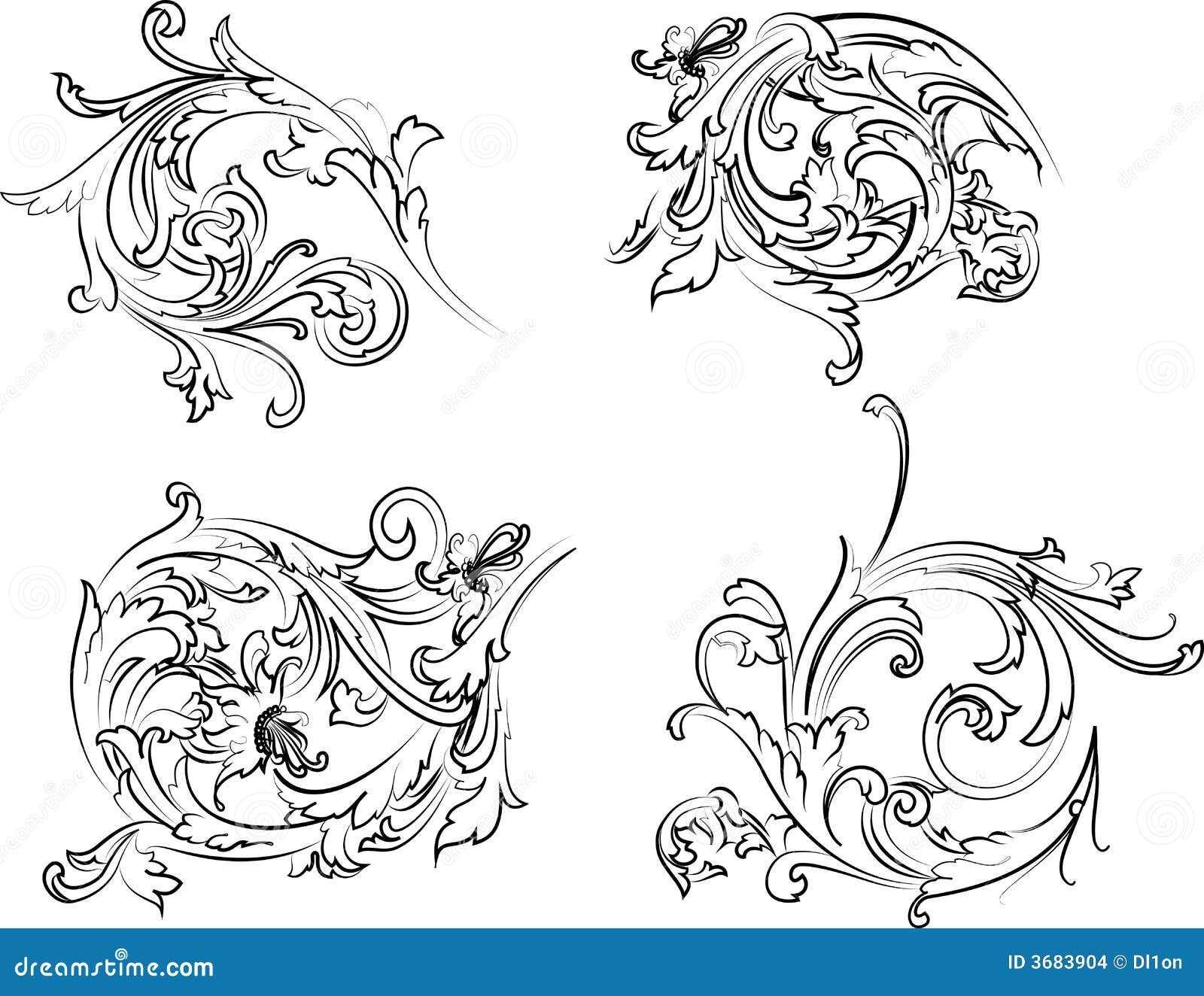 Baroque Rosette Calligraphy Style. Stock Vector - Illustration of ...