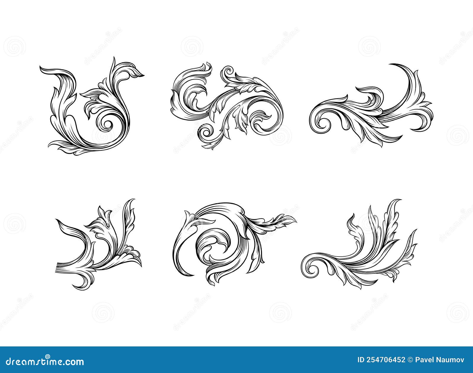 Baroque Scroll As Element of Ornament and Graphic Design with Spirals ...