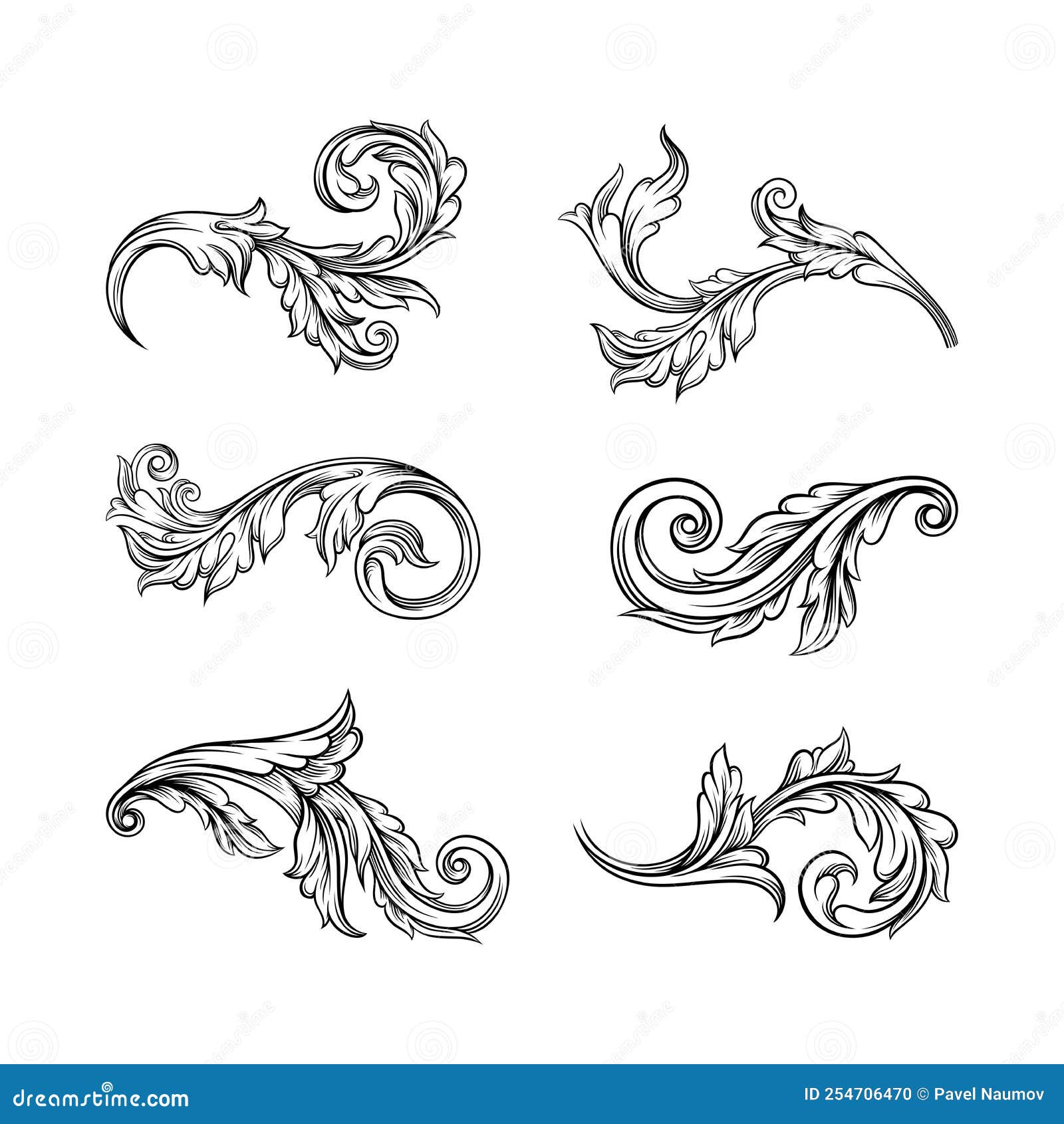 Baroque Scroll As Element of Ornament and Graphic Design with Spirals ...