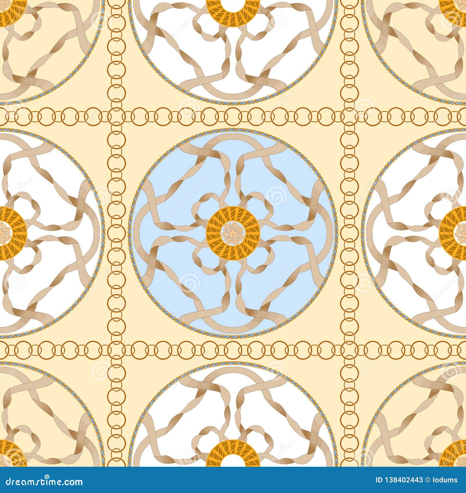 Baroque Seamless Check Pattern with Chains and Ribbons. Vector Luxury ...