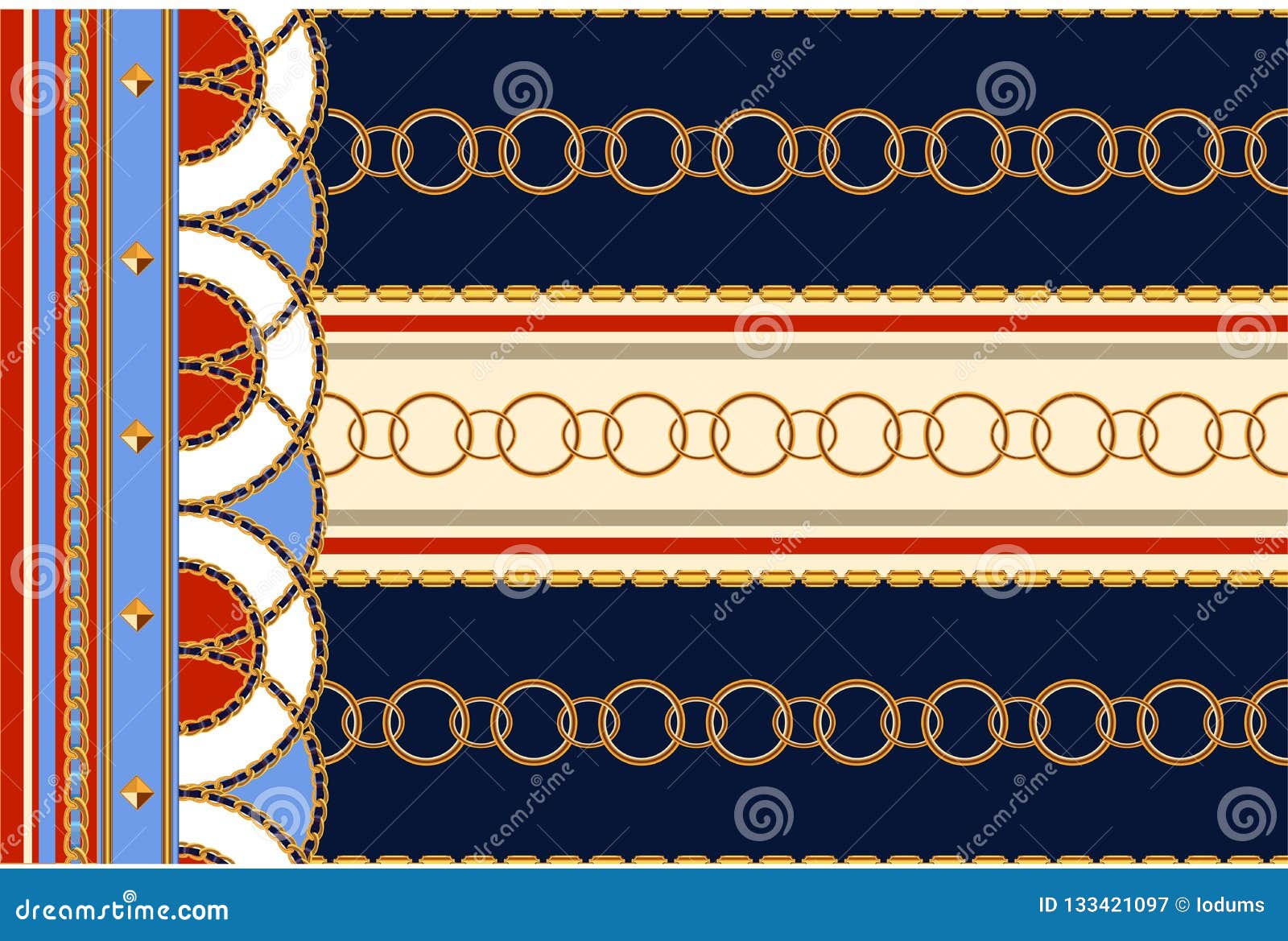 Baroque Seamless Pattern with Chains. Vector Patch for Print, Fabric ...