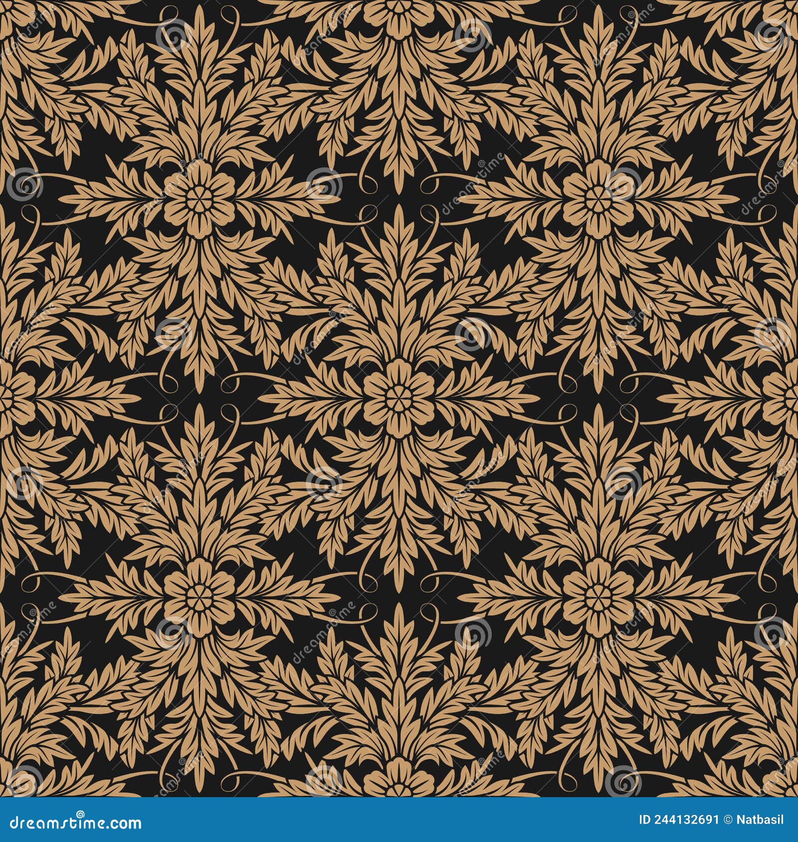 Baroque Seamless Pattern with Flowers Stock Vector - Illustration of ...