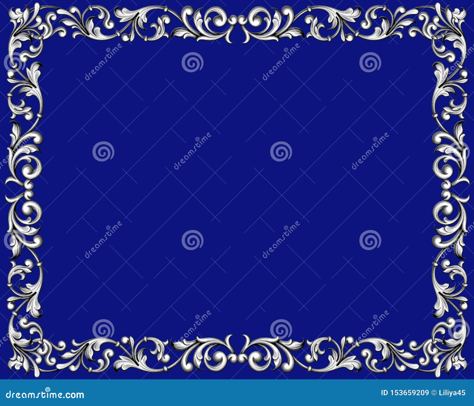 Baroque Silver Border Frame. Stock Illustration - Illustration of ...