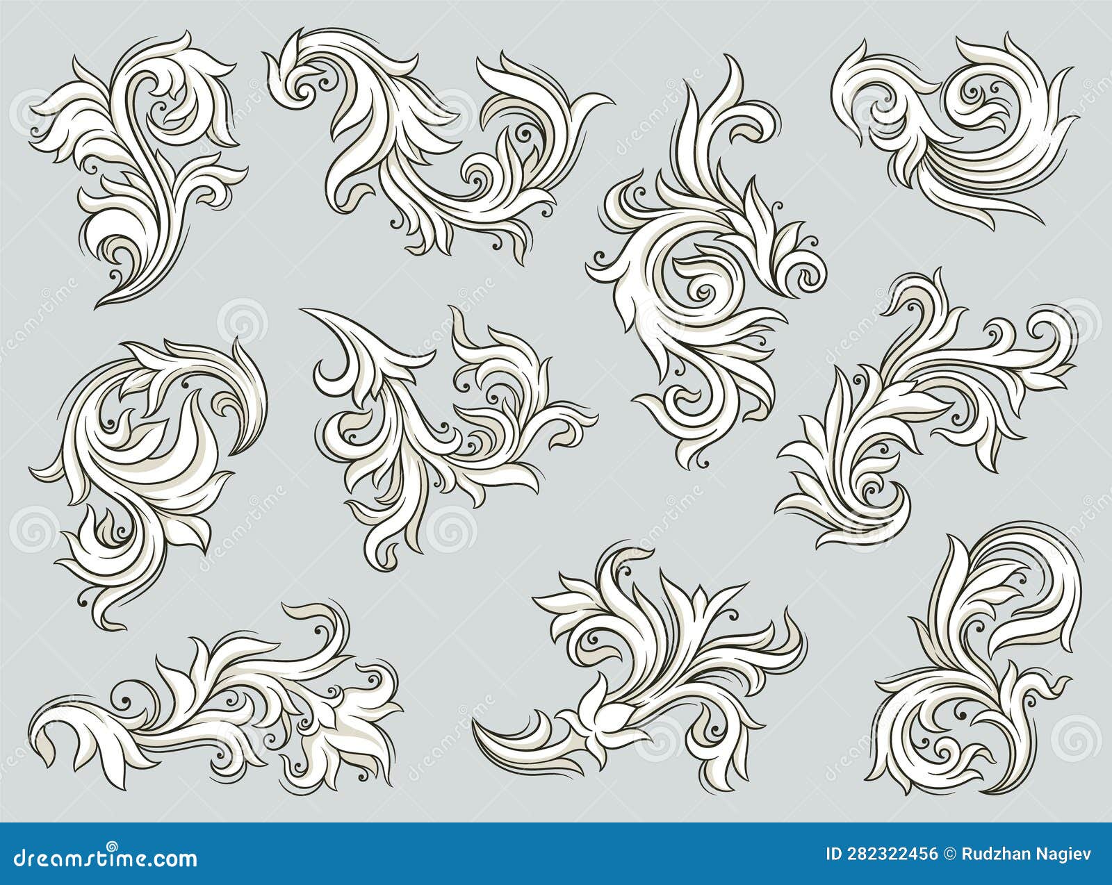 Baroque stickers set stock vector. Illustration of scrollwork - 282322456