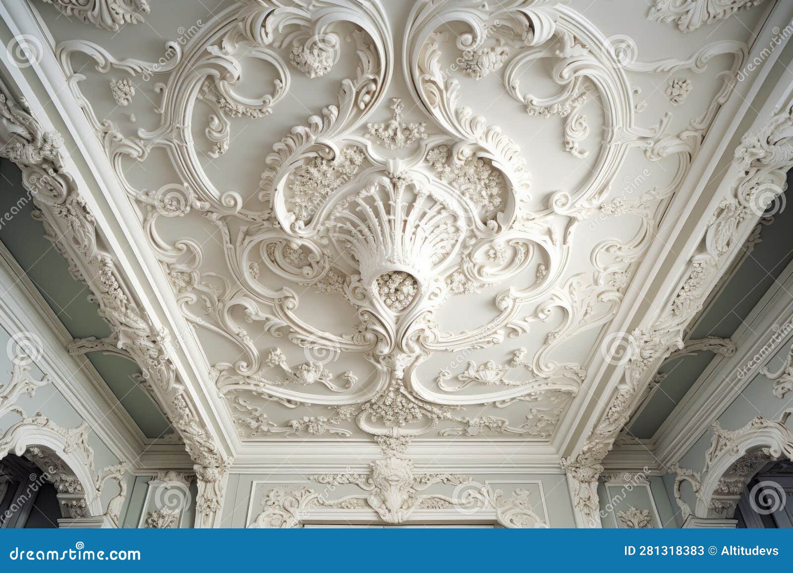 Baroque-style Ceiling with Detailed Plasterwork Stock Illustration ...