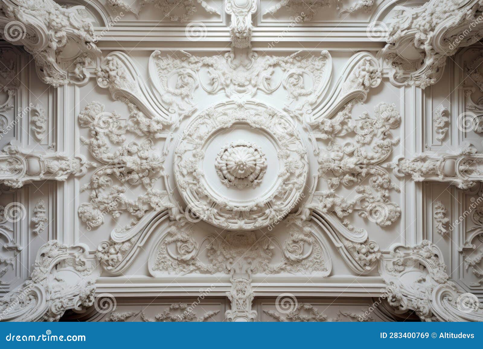 Baroque-style Ceiling with Detailed Plasterwork Stock Image - Image of ...
