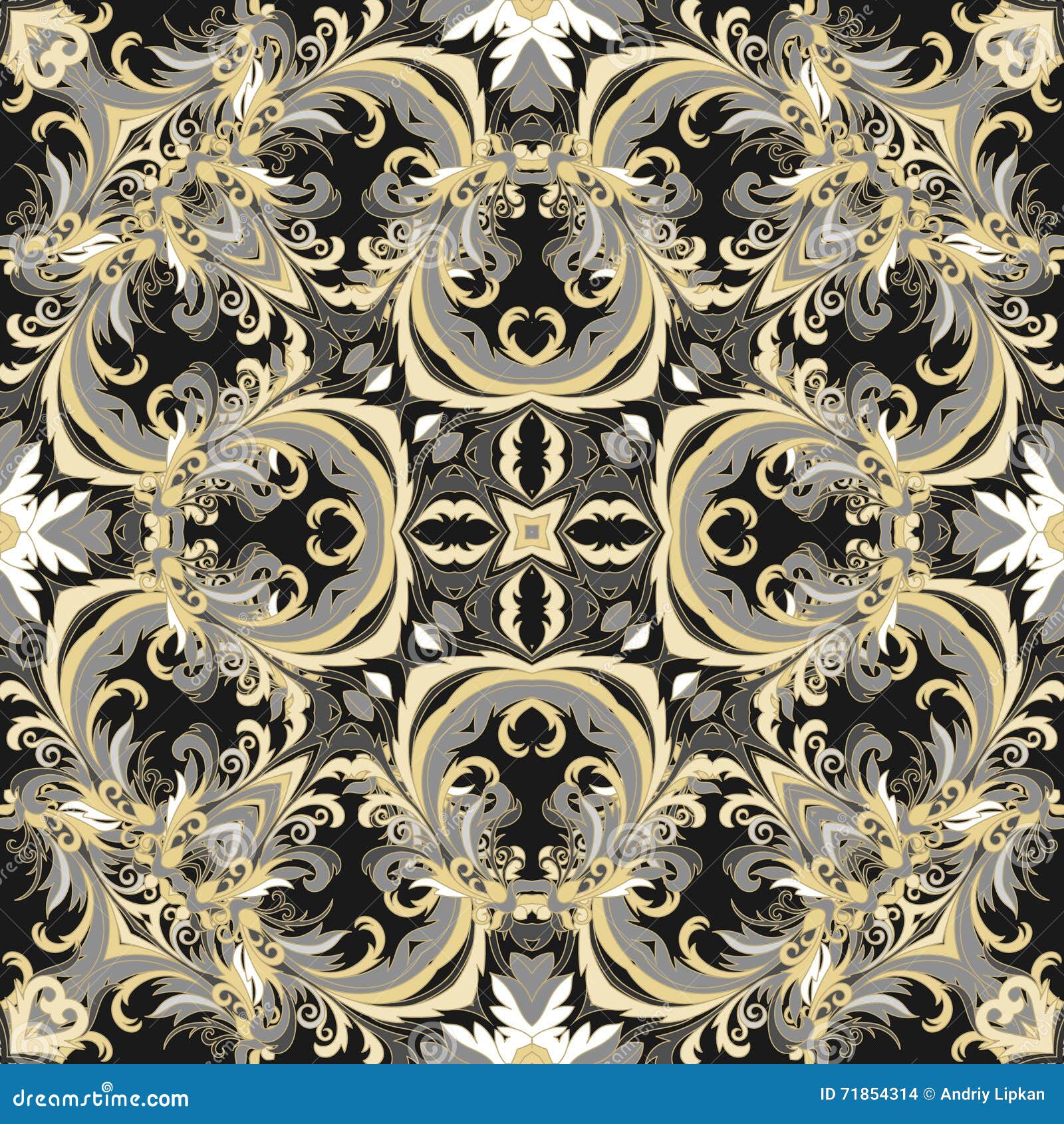 Baroque Style Floral Wallpaper. Seamless Vector Pattern. Square Tile ...