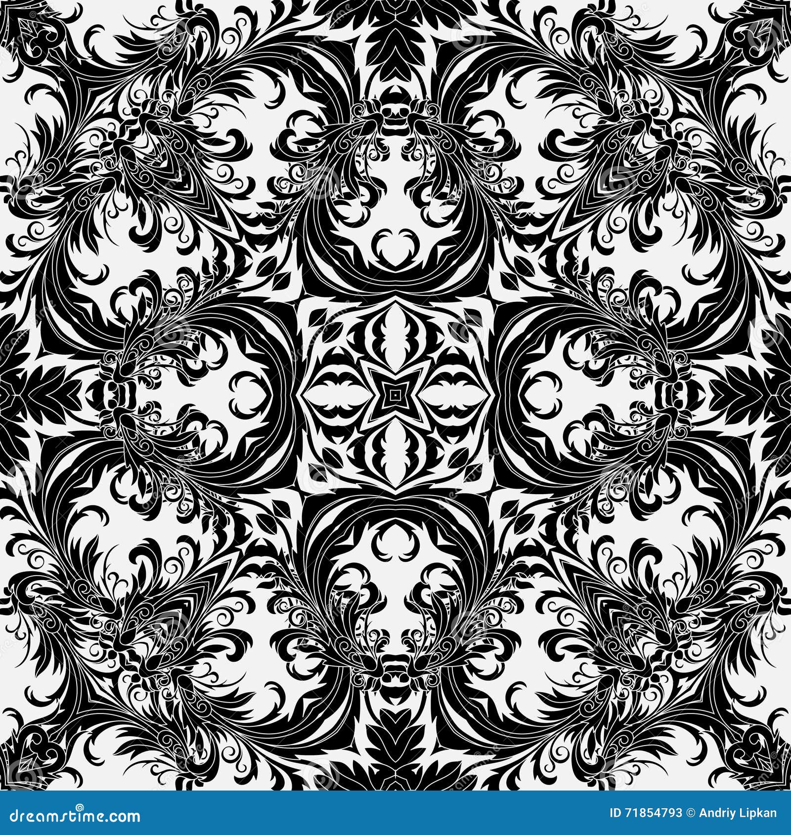 Baroque Style Floral Wallpaper. Seamless Vector Pattern. Square Tile ...