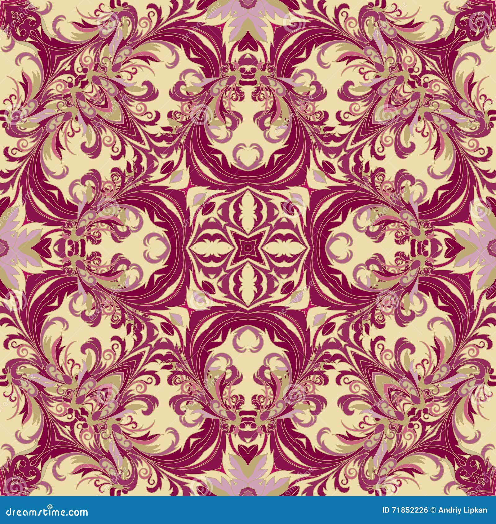 Baroque Style Floral Wallpaper. Seamless Vector Pattern. Square Tile ...