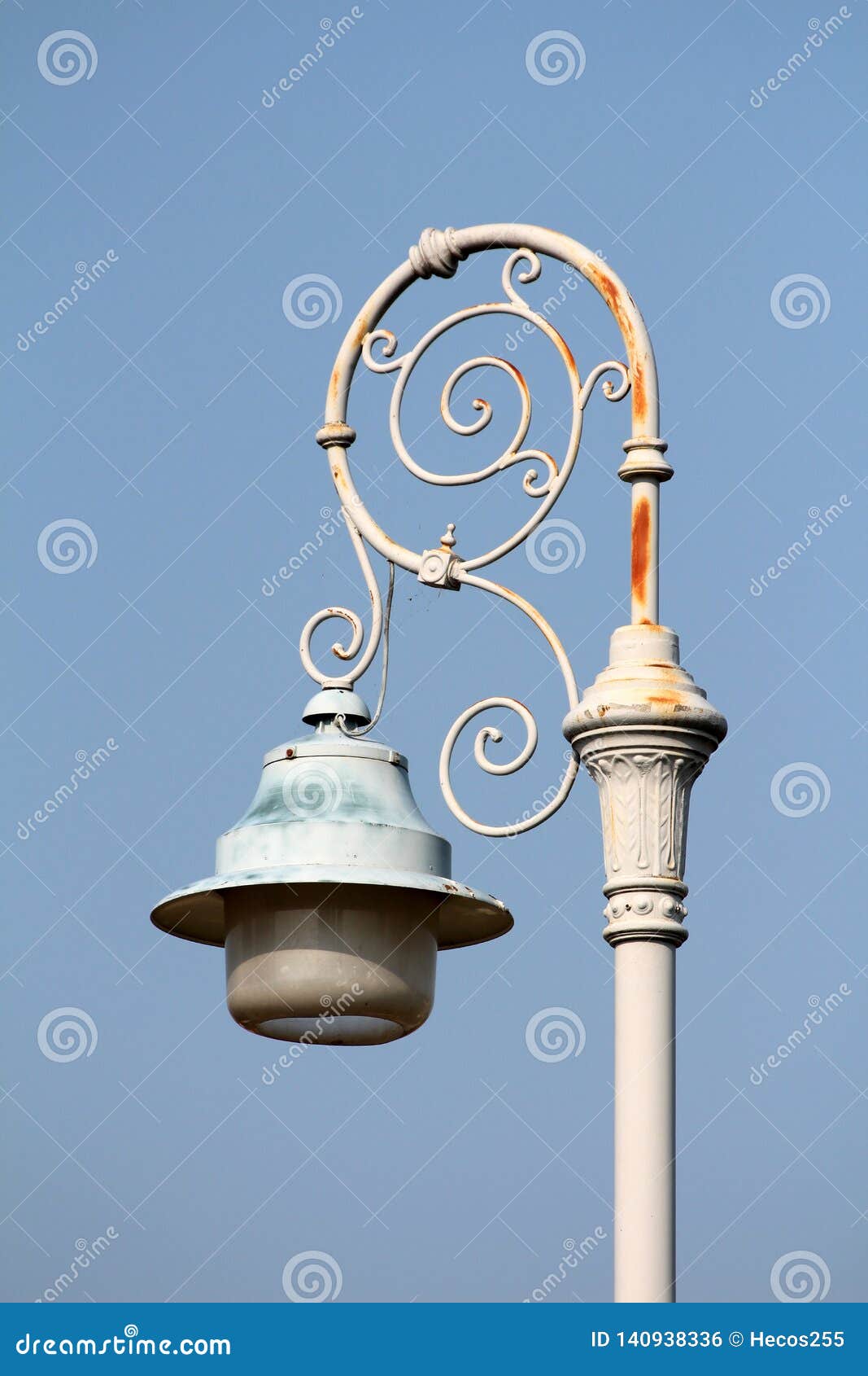 Baroque Style Light Grey Public Light Mounted on Rusted Wrought Iron ...