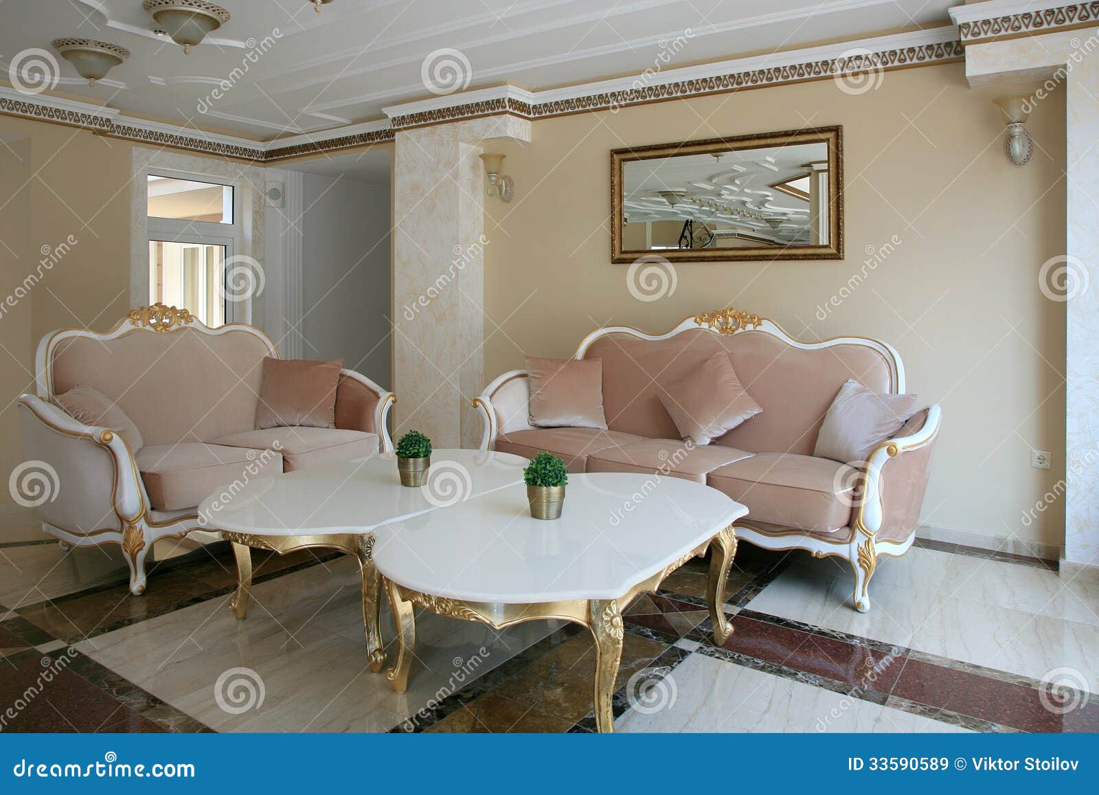 Baroque Style Office Interior Stock Image - Image of decor, marble ...