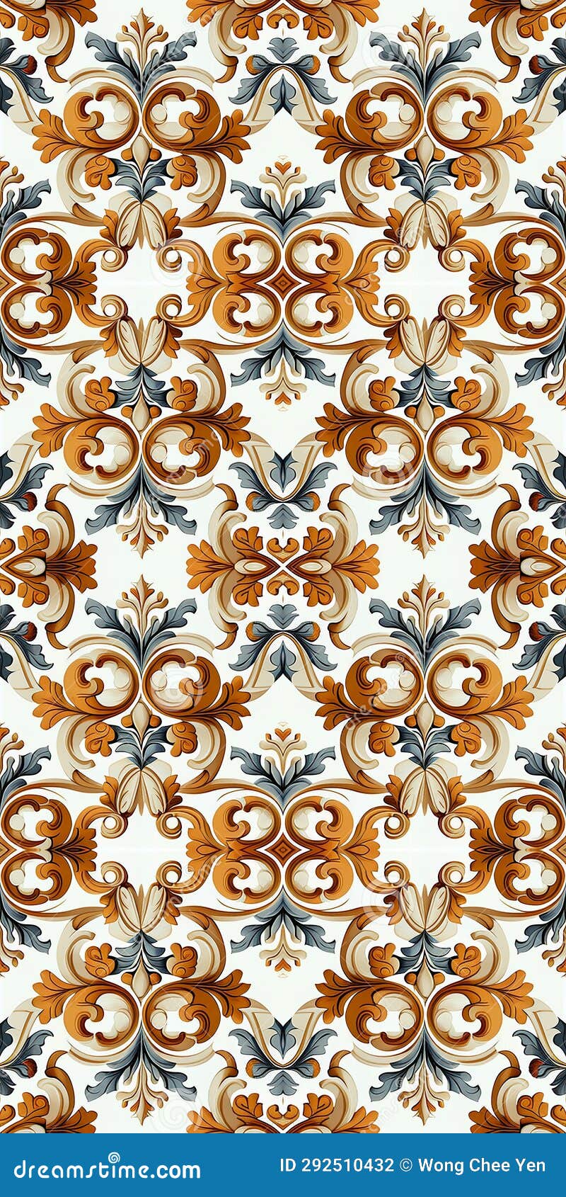 Baroque Style Pattern Vertical Seamless Symmetrical Wallpaper Stock ...