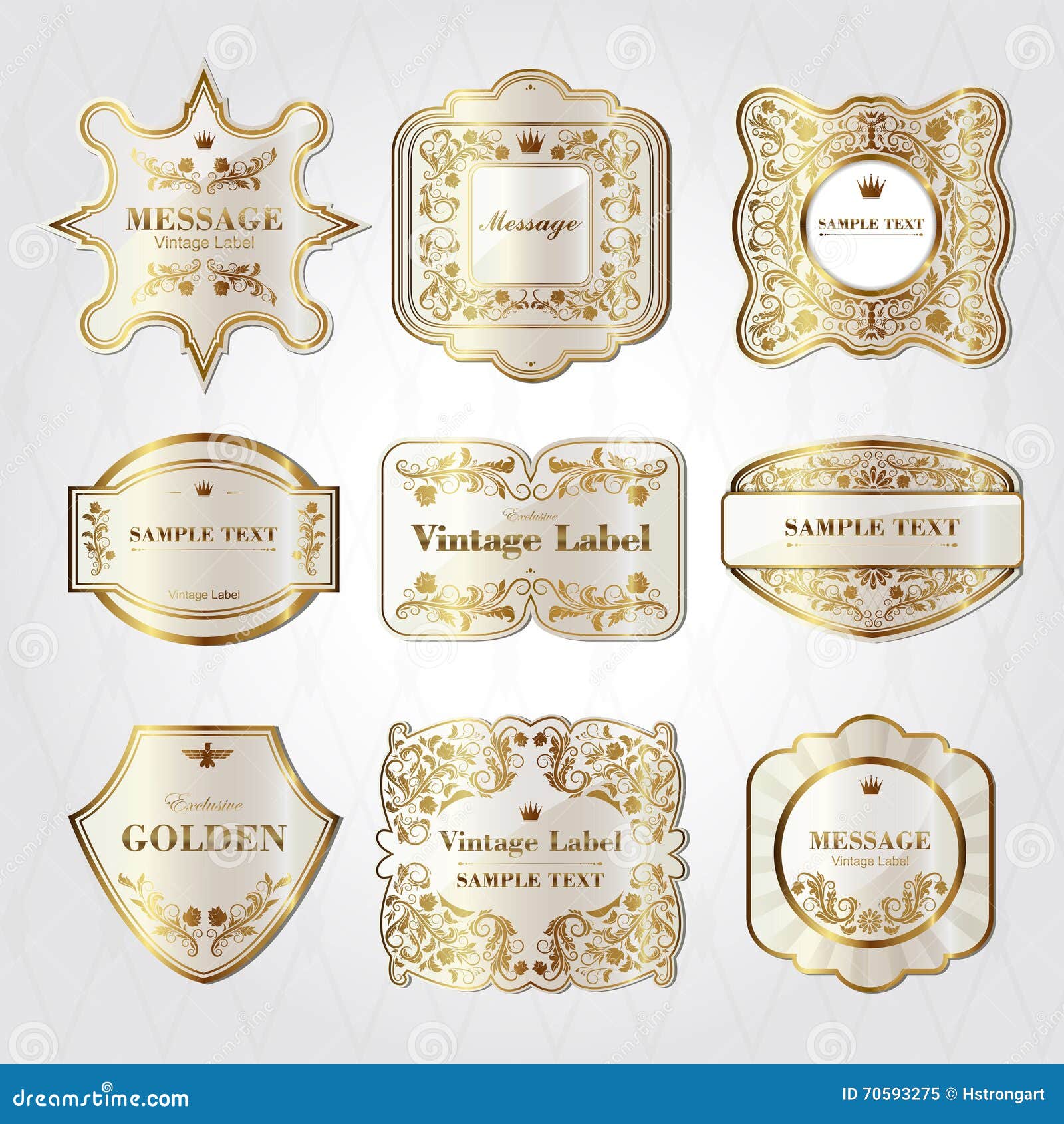 Baroque Style Pearl White Labels Stock Illustration - Illustration of ...