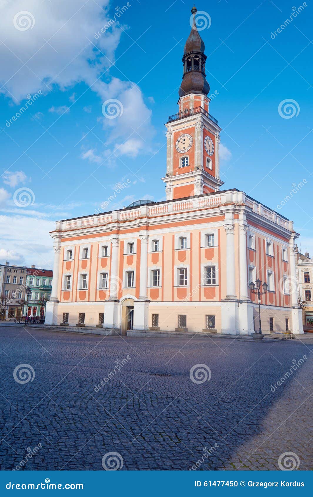 Baroque Town Hall with Clock Tower on the Market Stock Photo - Image of ...