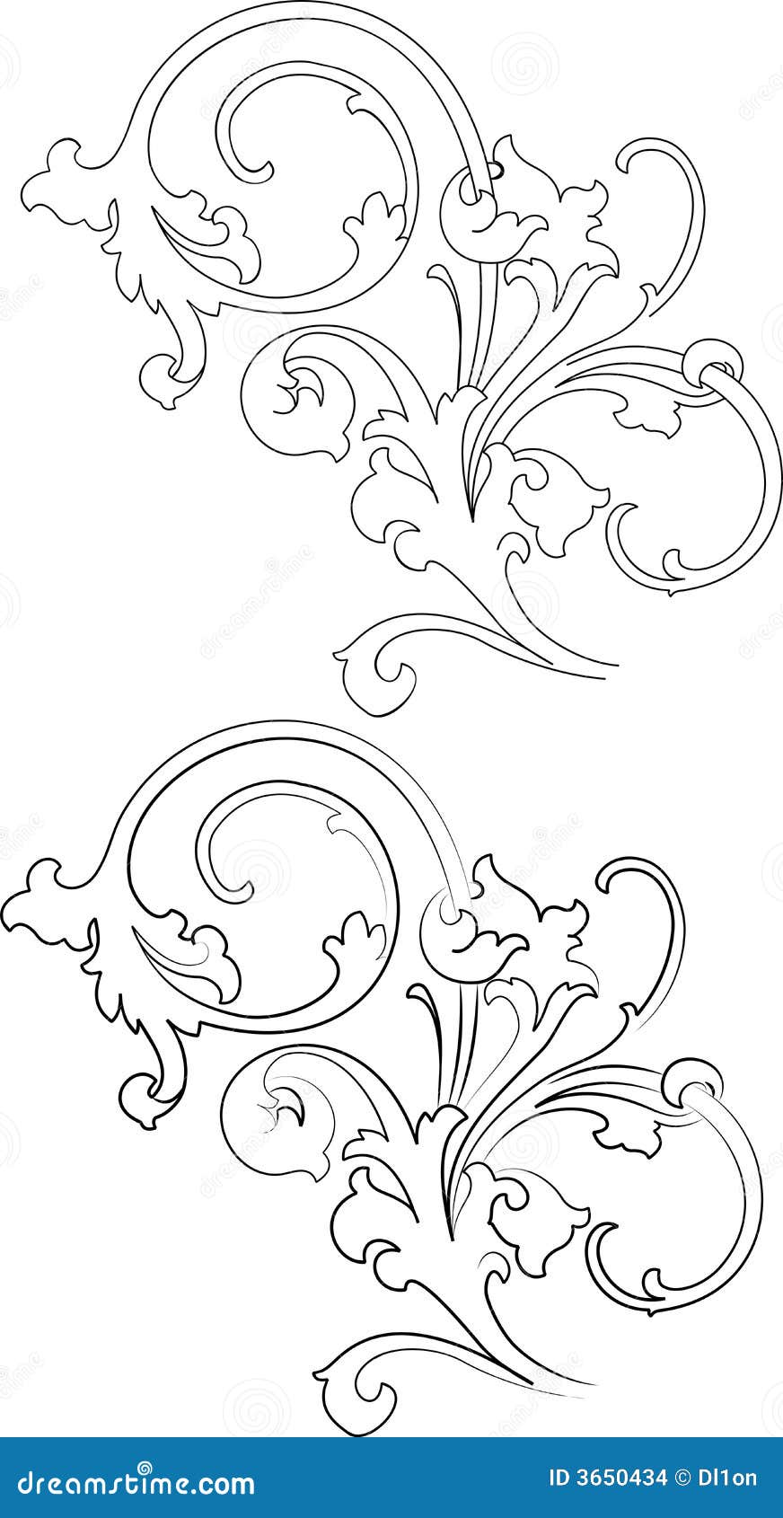 Baroque Two Styles: Traditional and Calligraphy. Stock Vector ...