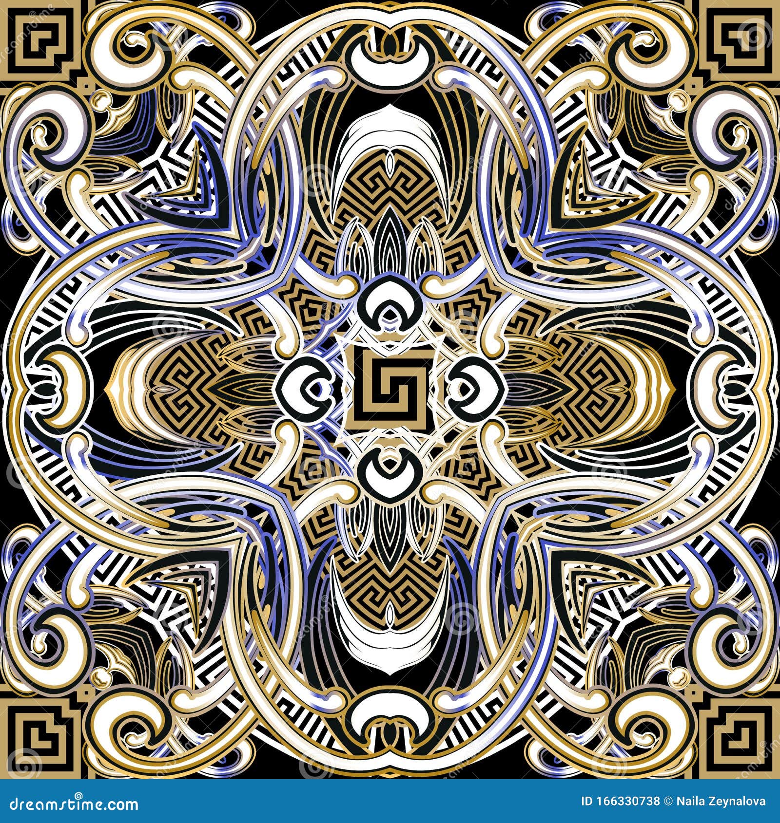 Baroque Vintage Vector Seamless Pattern. Greek Ethnic Style Ornamental ...