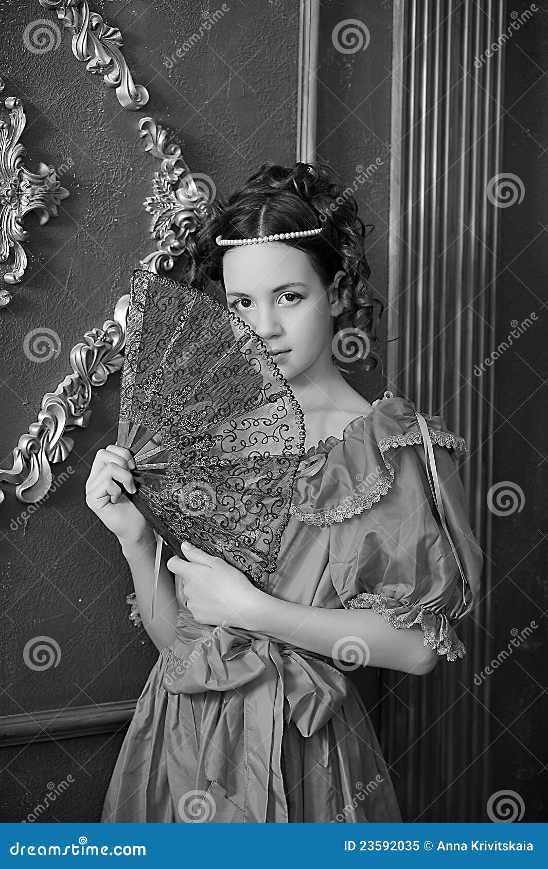 Baroque Woman in Historical Costume Stock Image - Image of hair, calm ...