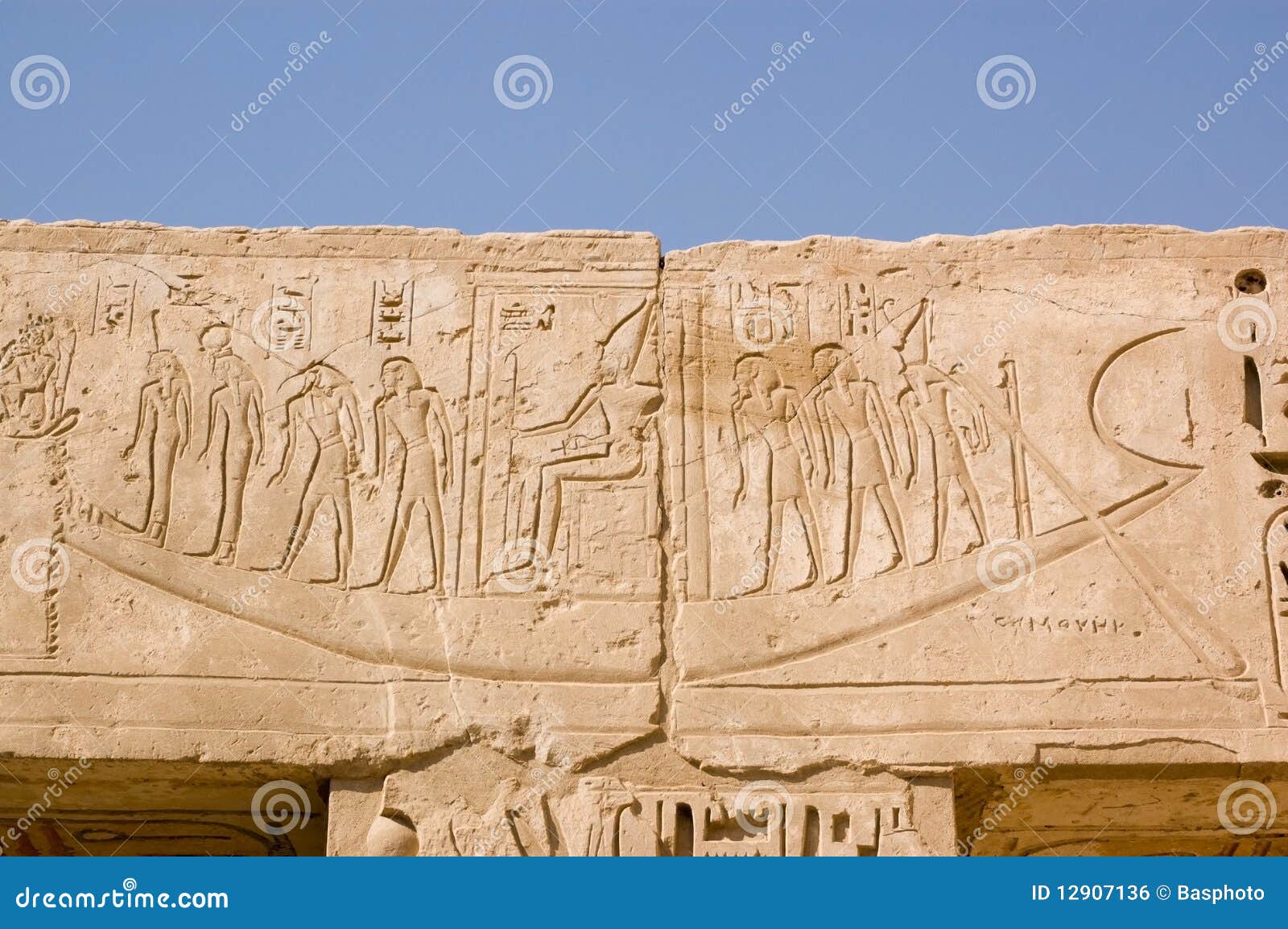 Barque Boat Carving, Ancient Egypt Royalty Free Stock Image - Image ...
