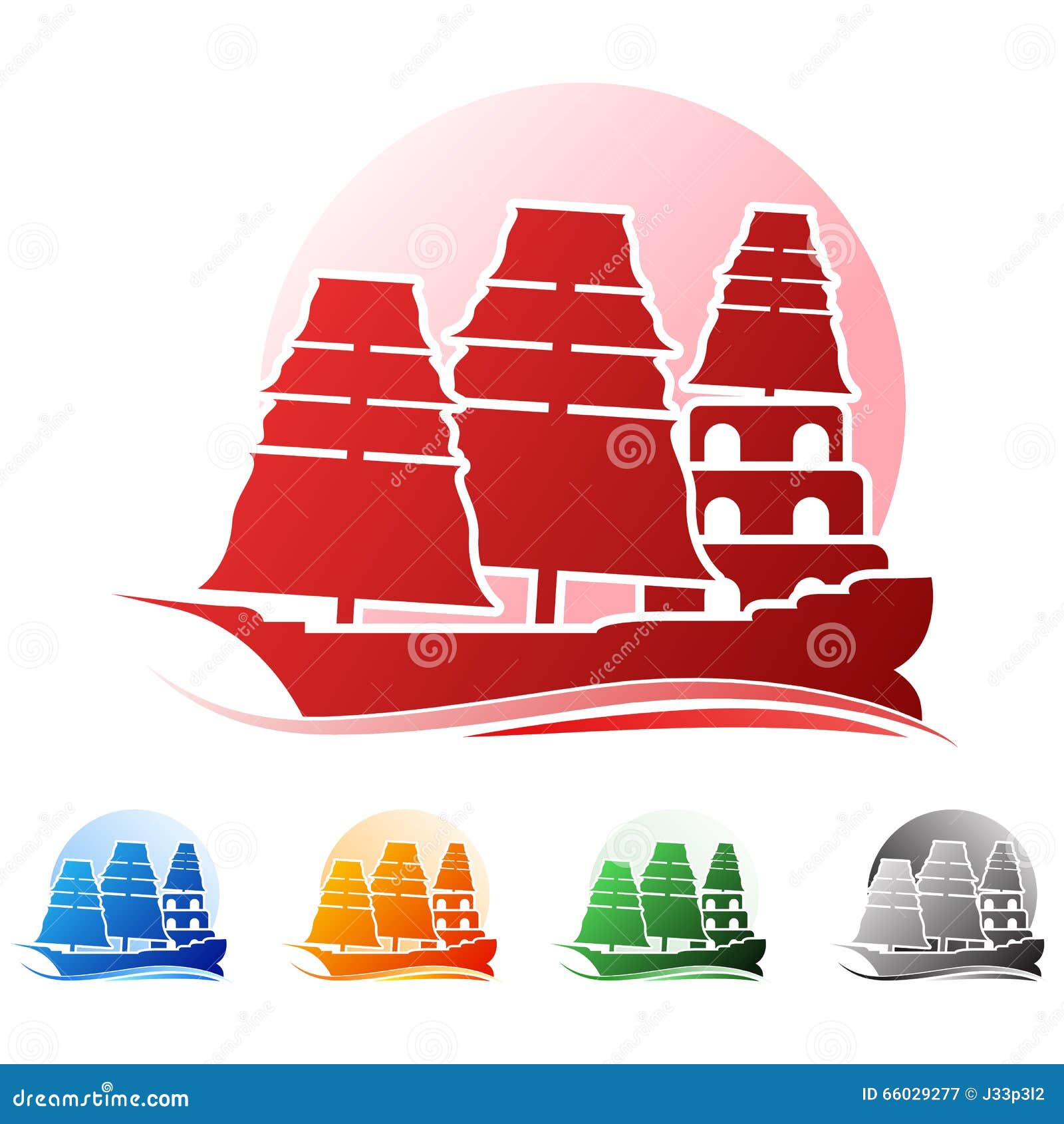 Barque in colorful logo stock illustration. Illustration of sailboat ...