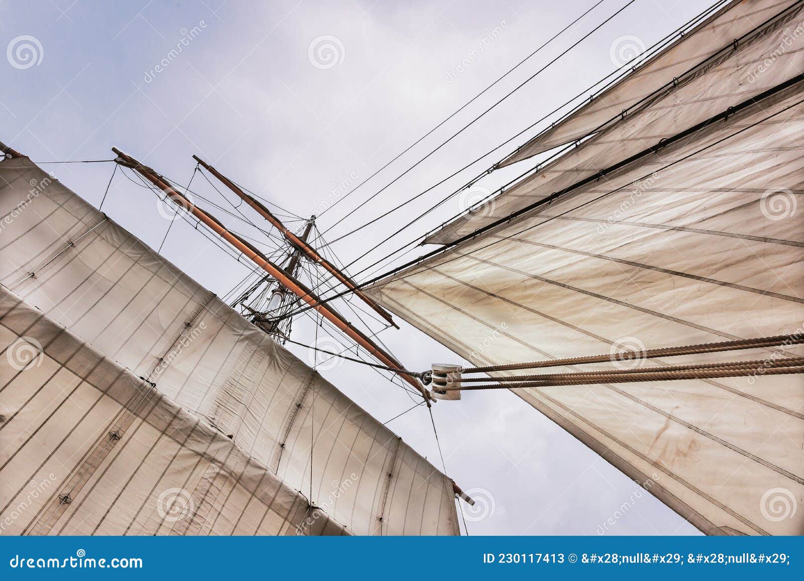 Barque Topgallant Yards and Jib Sails Stock Image - Image of topgallant ...