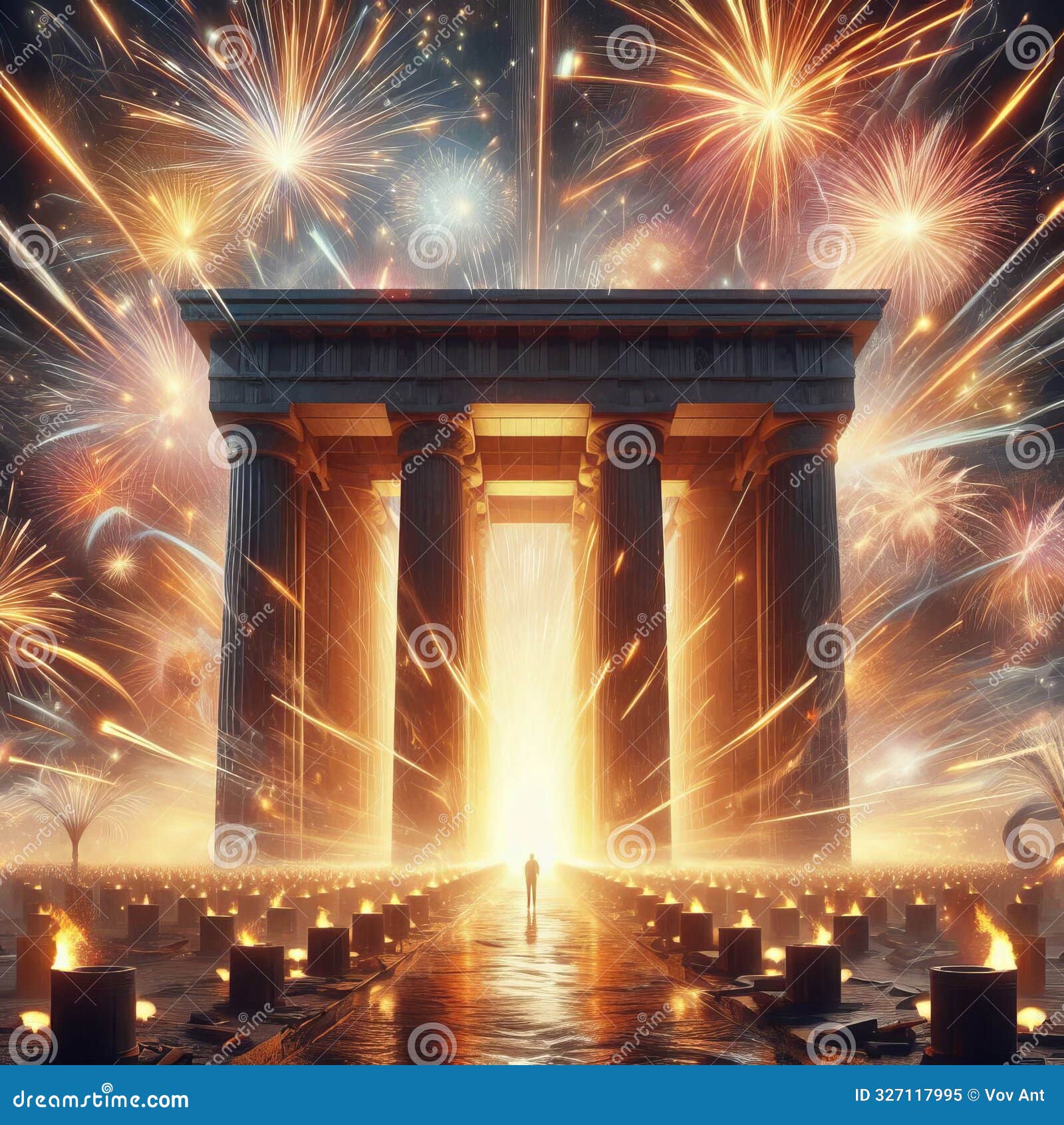 Barrages Intense, Rapid Fire Fireworks that Explode in Stock Image ...