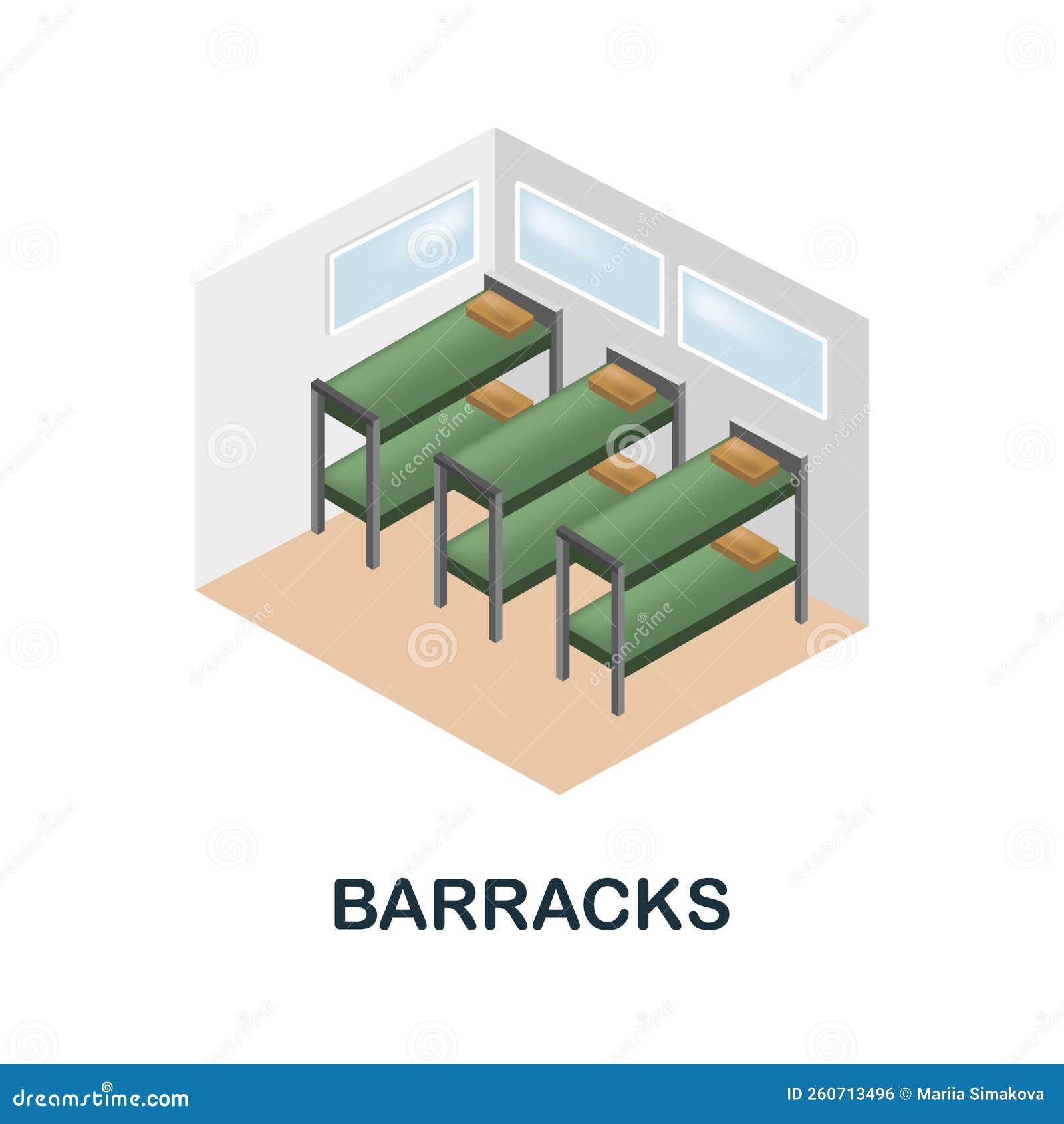 Barracks Icon. 3d Illustration from War Collection Stock Vector ...