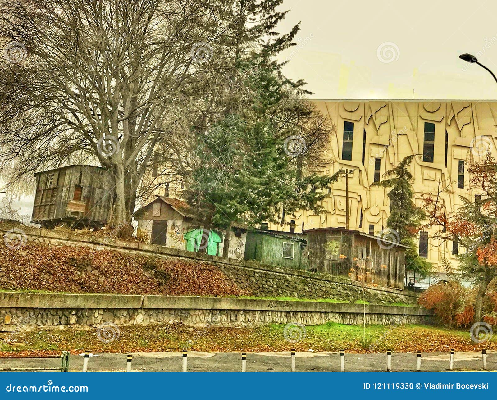 Old vs new stock photo. Image of barracks, leaves, garage - 121119330