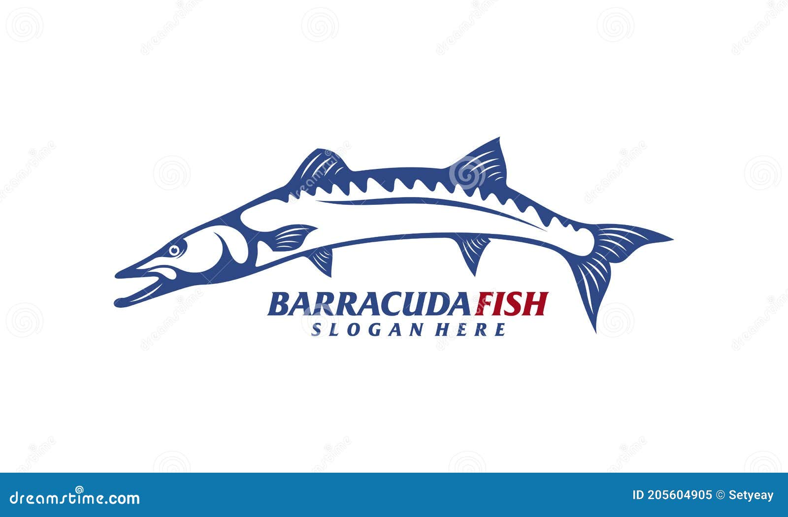 Barracuda Fish Design Vector Illustration, Creative Barracuda Fish Logo ...