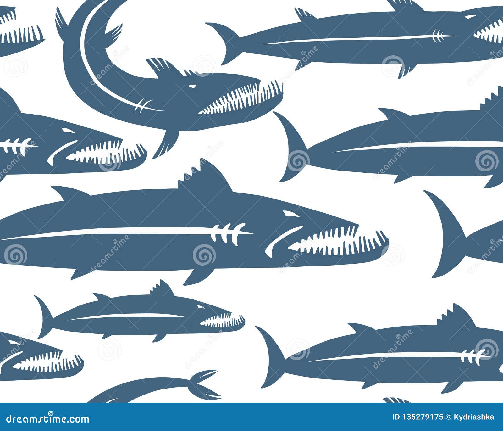Barracuda Fish, Seamless Pattern for Your Design Stock Vector ...