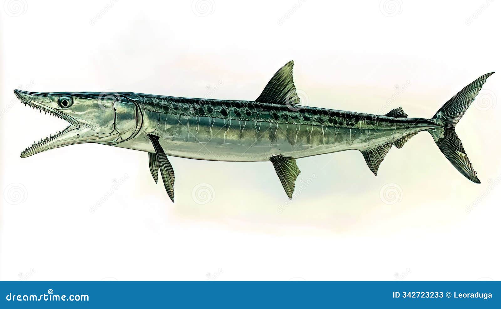 A Barracuda Isolated on a White Background Stock Illustration ...