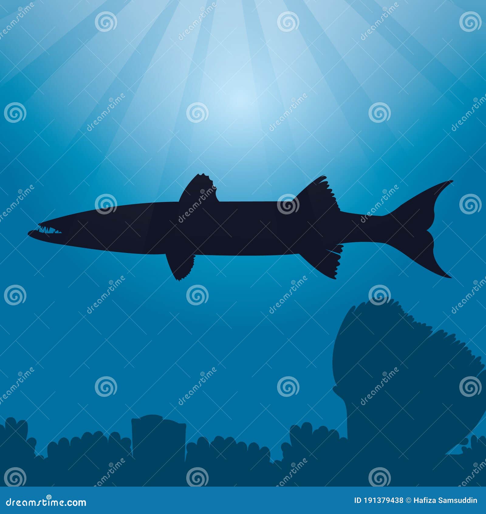 Barracuda Silhouette Stock Illustrations – 148 Barracuda Silhouette ...