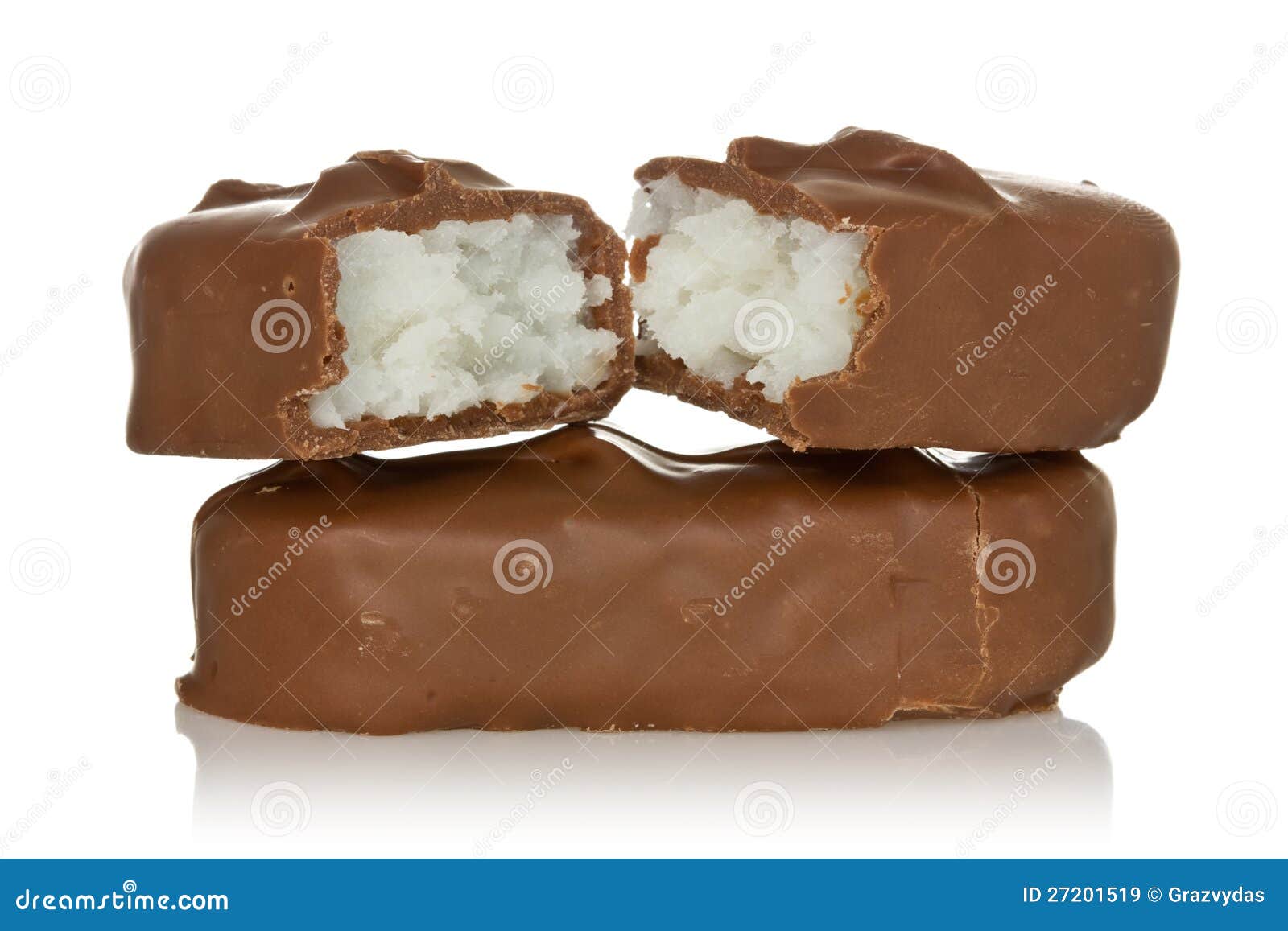 Barras De Chocolate Con El Relleno Del Coco Imagen de archivo - Imagen ...