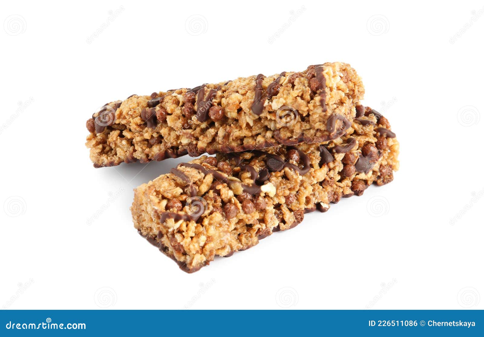 Barras De Granola Com Chocolate Em Fundo Branco. Snack Proteico Elevado ...