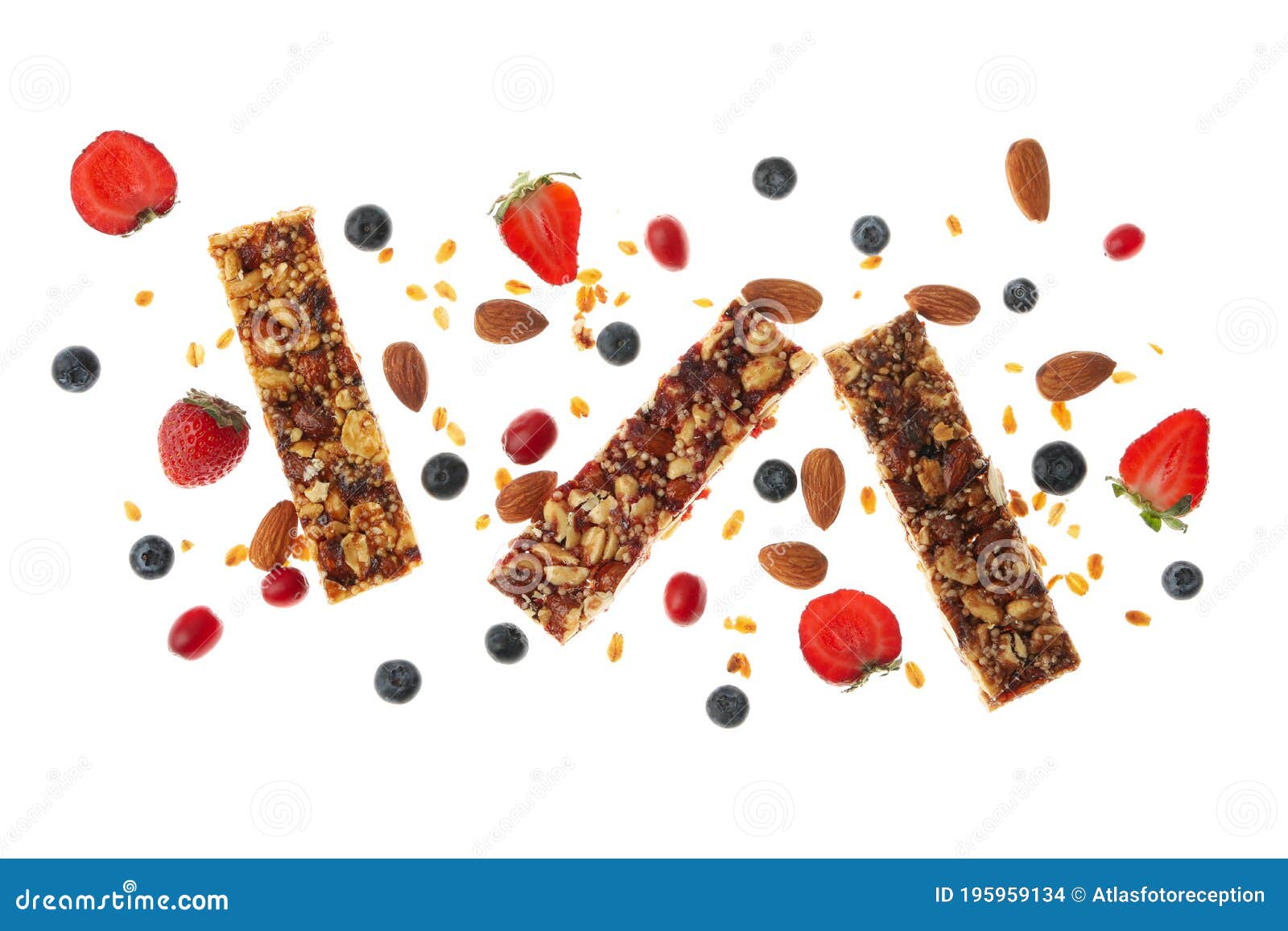 Barras De Granola Saborosas Isoladas Em Fundo Branco Foto de Stock ...