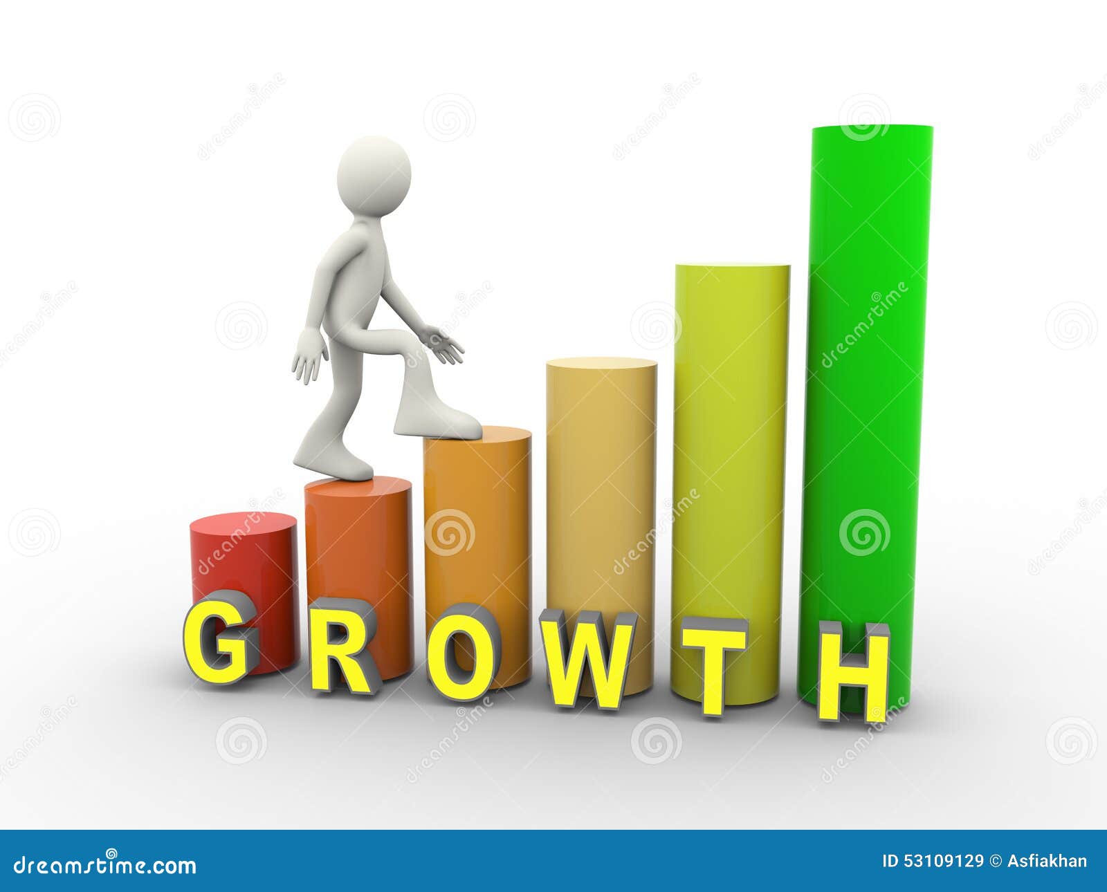 Barras De Progreso Del Hombre 3d Y Del Crecimiento Stock de ilustración ...