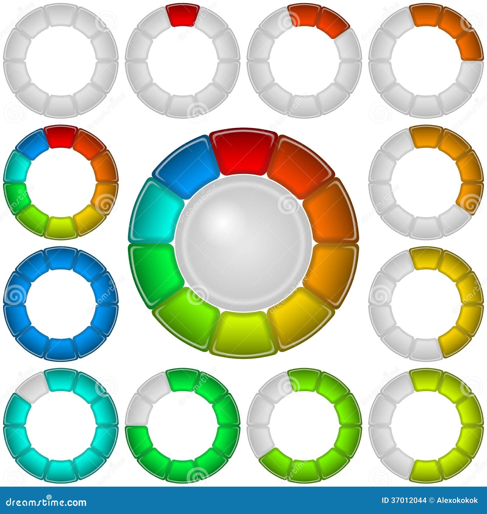 Barras De Progreso, Sistema, Redondo Ilustración del Vector ...