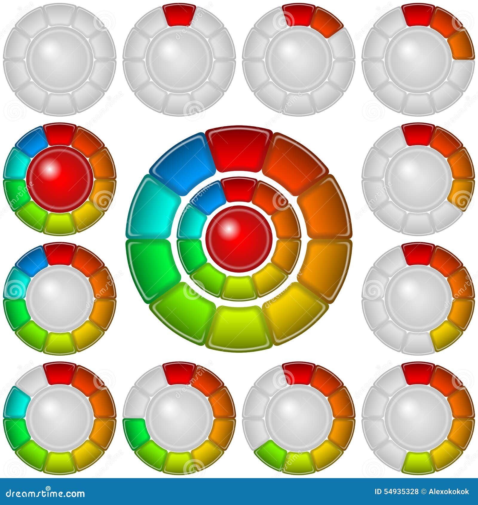 Barras De Progreso, Sistema, Redondo Ilustración del Vector ...