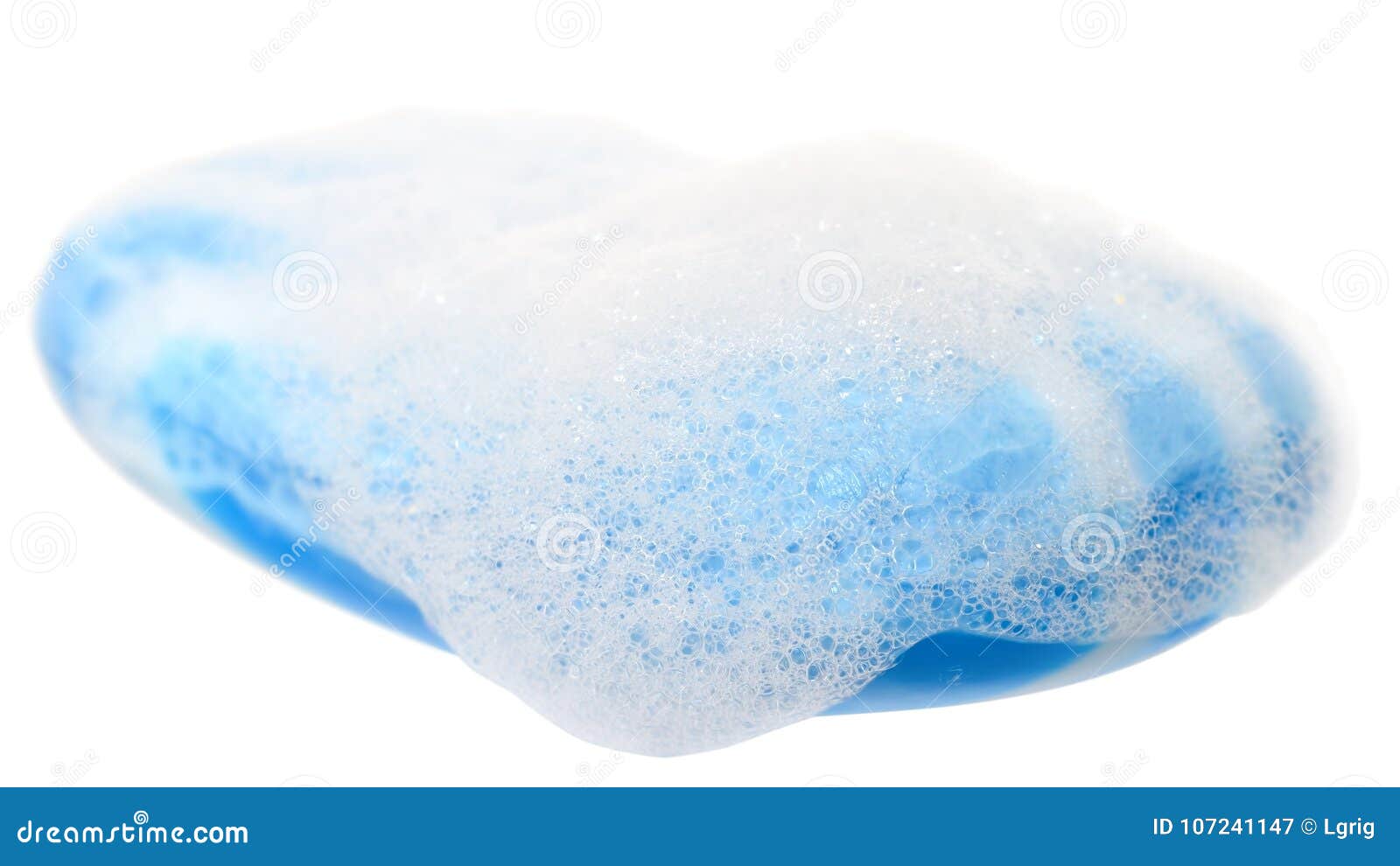 Barre Du Savon Bleu Dans La Fin De Mousse D'isolement Image stock ...
