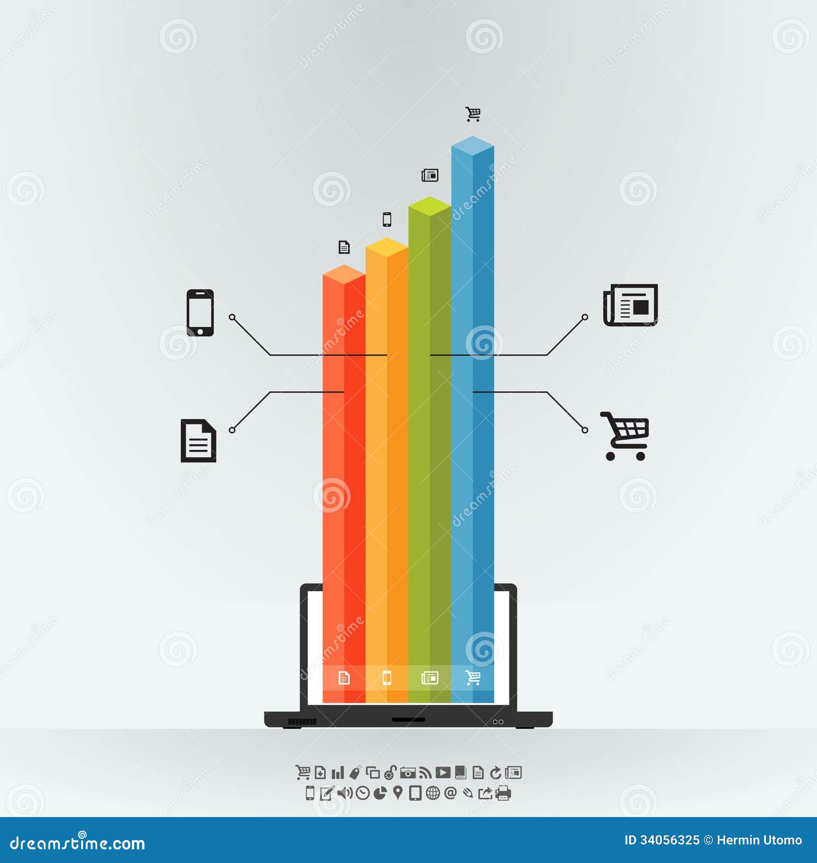Barre Graphique Infographics D'ordinateur Portable Illustration de ...