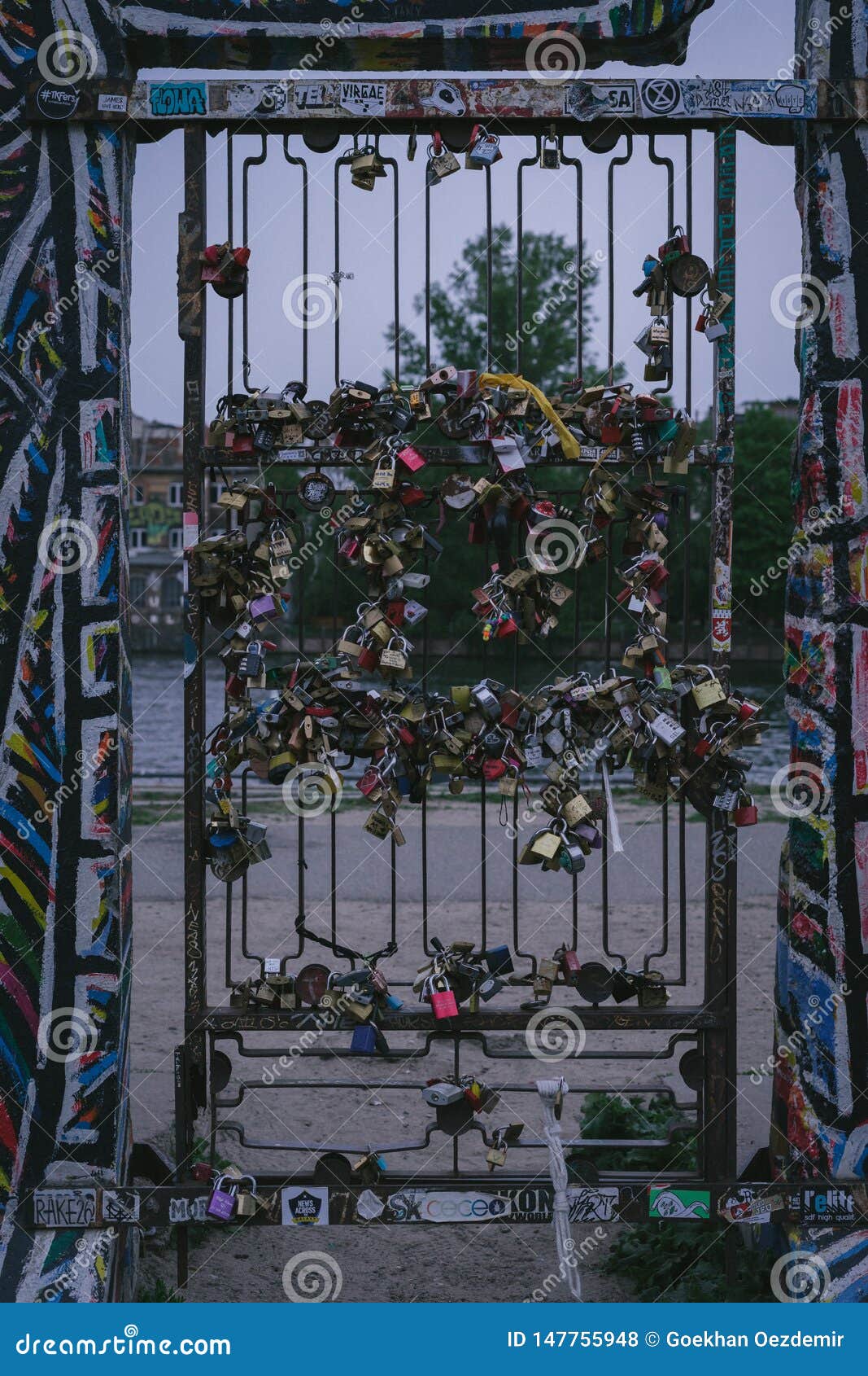 Barred Gate with Many Locks Editorial Stock Photo - Image of vintage ...